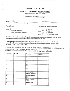 101 Ex1 Report Template - Chem101 - UVic - Studocu