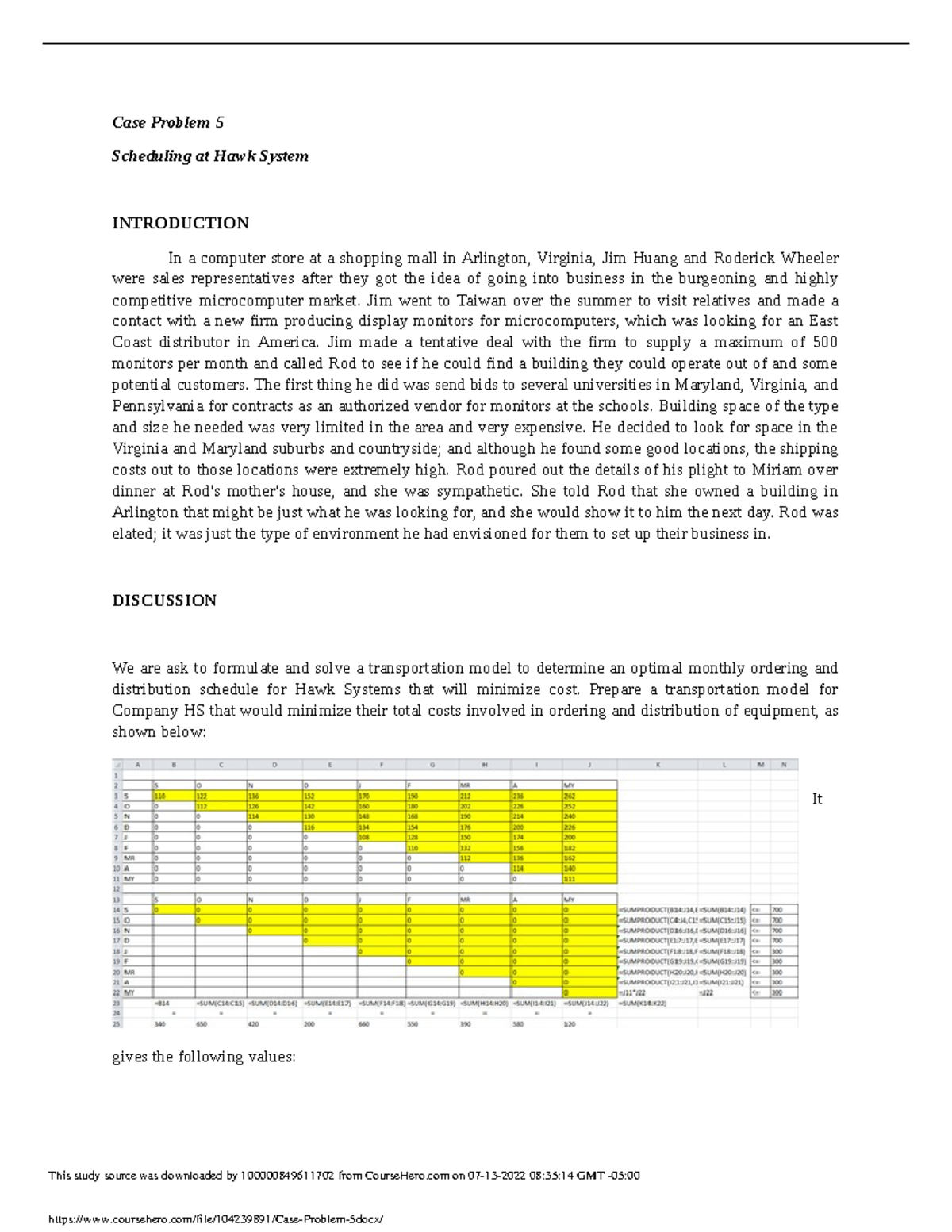 Case Problem 5 - written analysis of the case from harvard university ...
