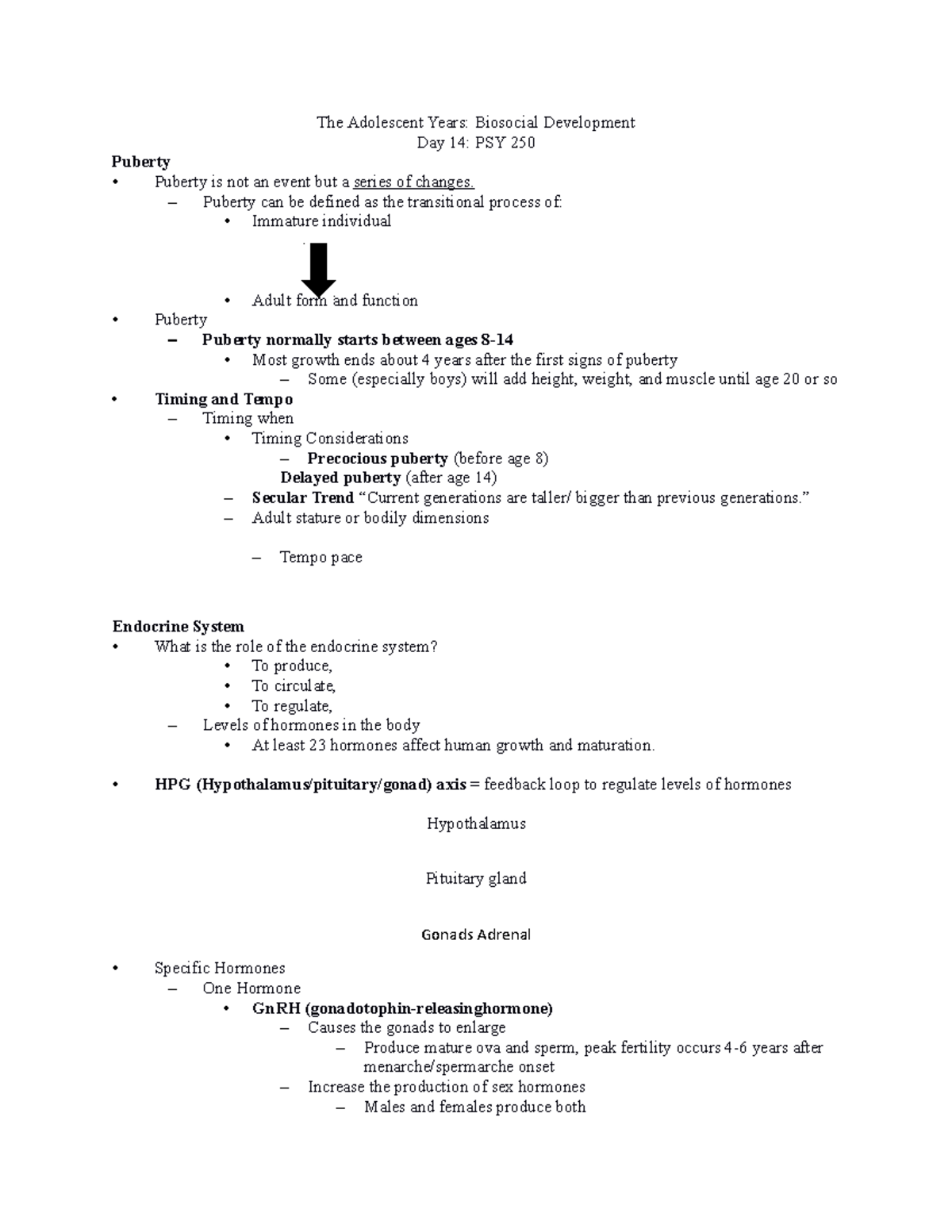 PSY 250 Day 14 Outline - Lecture notes for studying, summary of ...