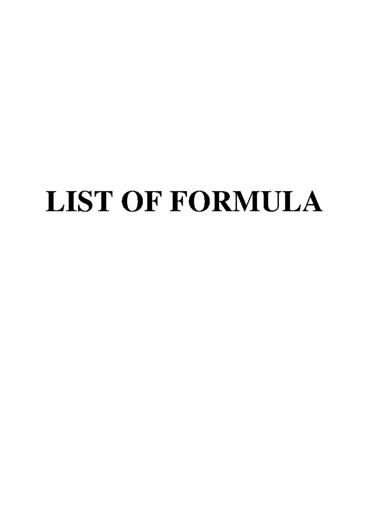 POF Formulas - finance - LIST OF FORMULA FORMULA 1. (Current assets ...