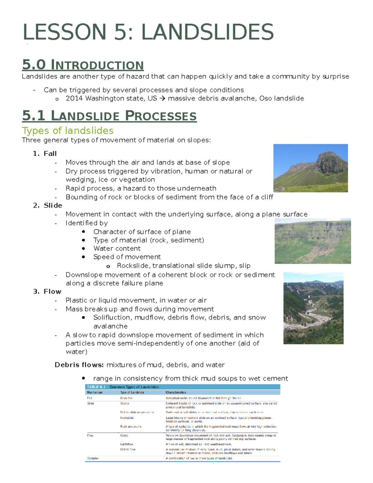 Risks and Disasters - Lesson 5 - LESSON 5: LANDSLIDES 5 INTRODUCTION ...