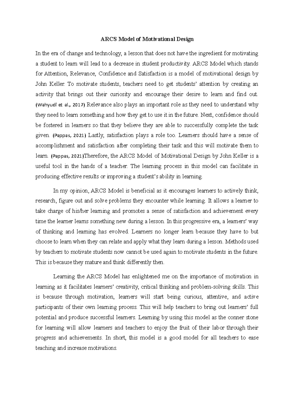 ARCS Model of Motivational Design - ARCS Model which stands for ...