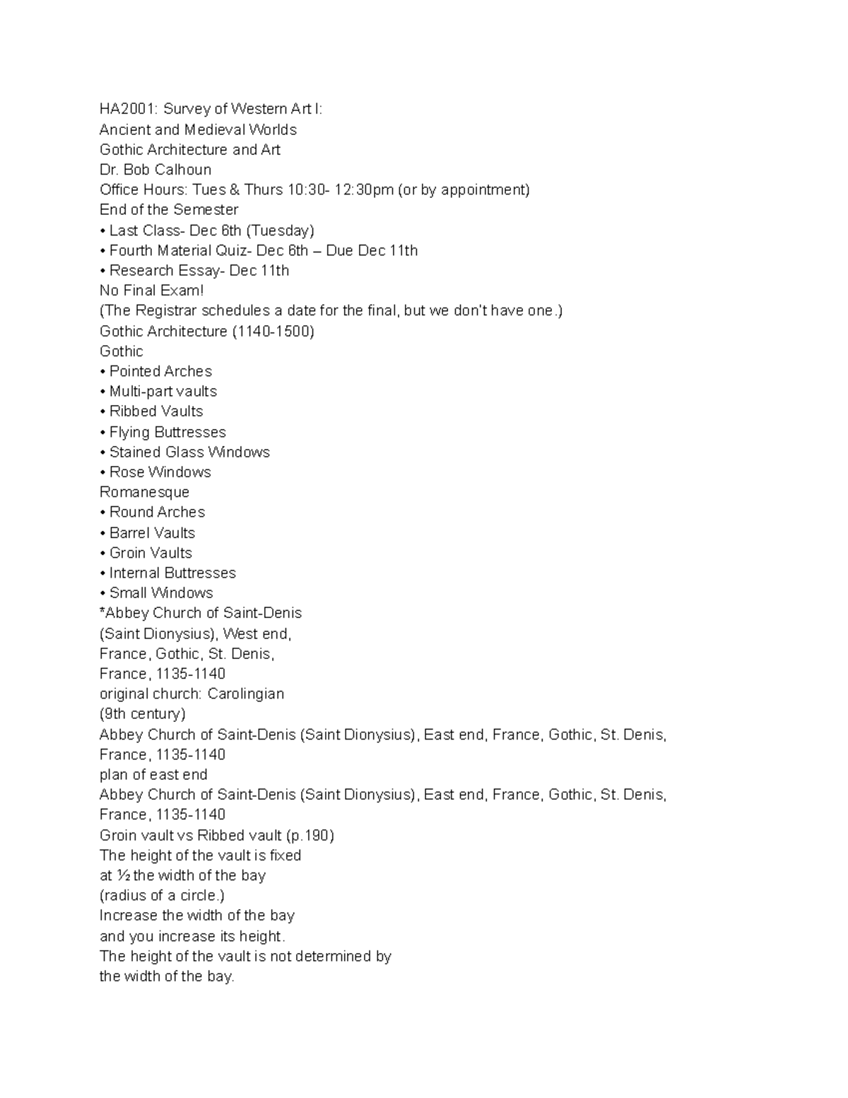 HA2001 Hist of Western Art I - HA2001: Survey of Western Art I: Ancient ...