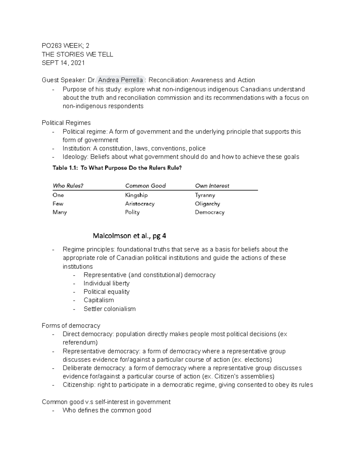 PO263 WEEK; 2 - Week 2, guest speaker notes - PO263 WEEK; 2 THE STORIES ...