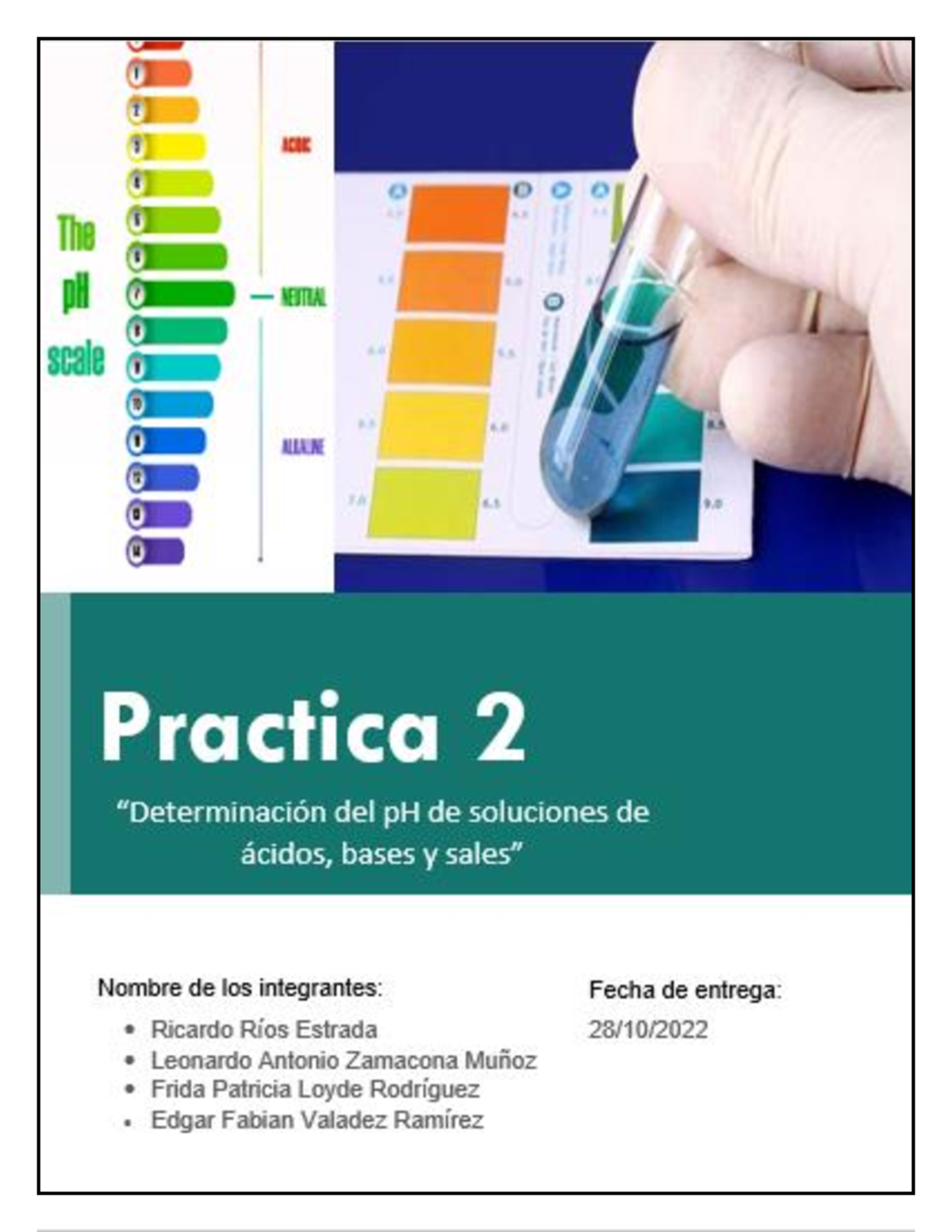 Practica 2 - Analitica - Objetivo Determinar el pH de soluciones de ...