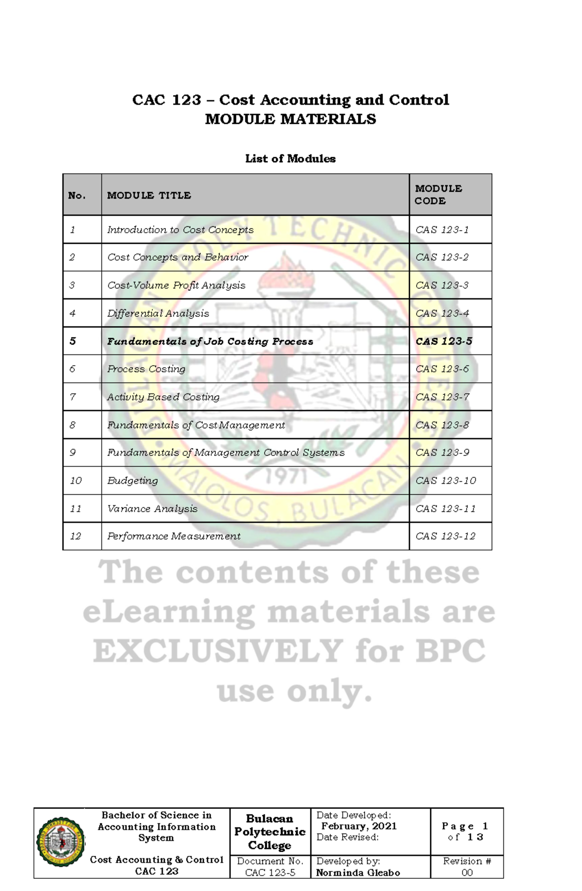 Infosheet 5-CAC - Review - Bachelor of Science in Accounting ...