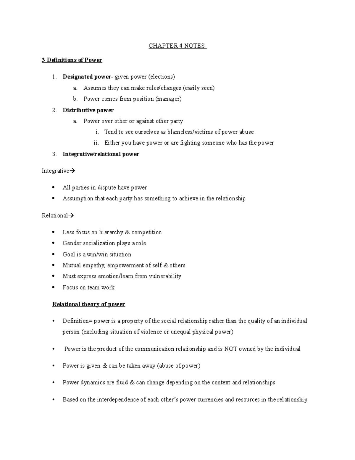 Chapter 4 Notes - CHAPTER 4 NOTES 3 Definitions of Power Designated ...