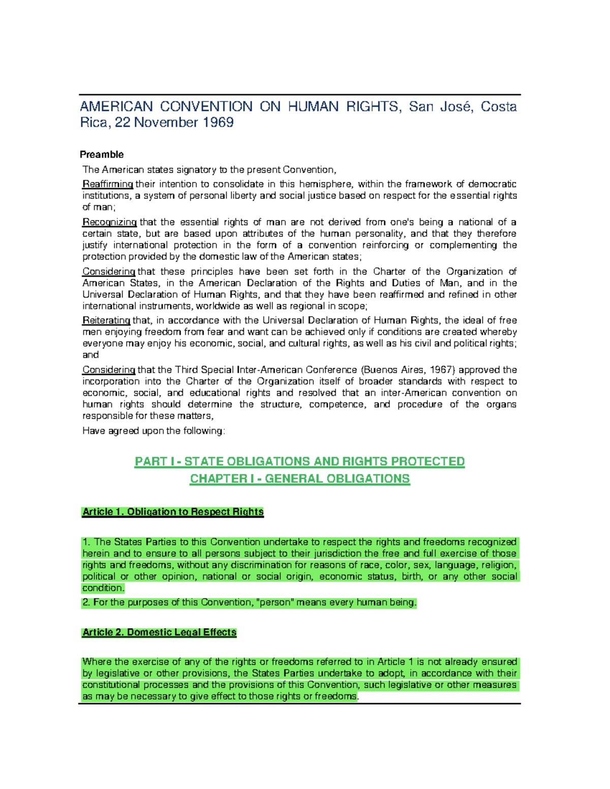 American Convention ON Human Rights - AMERICAN CONVENTION ON HUMAN ...