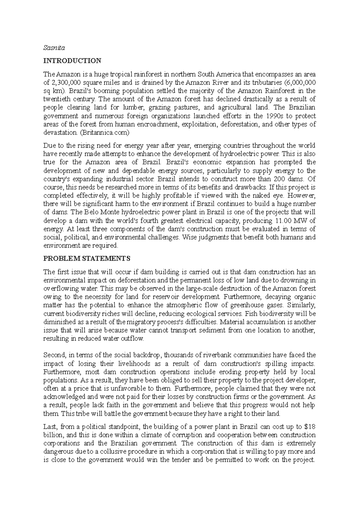 Assigment 1 SAS - the example of assignment. - Sasnita INTRODUCTION The ...