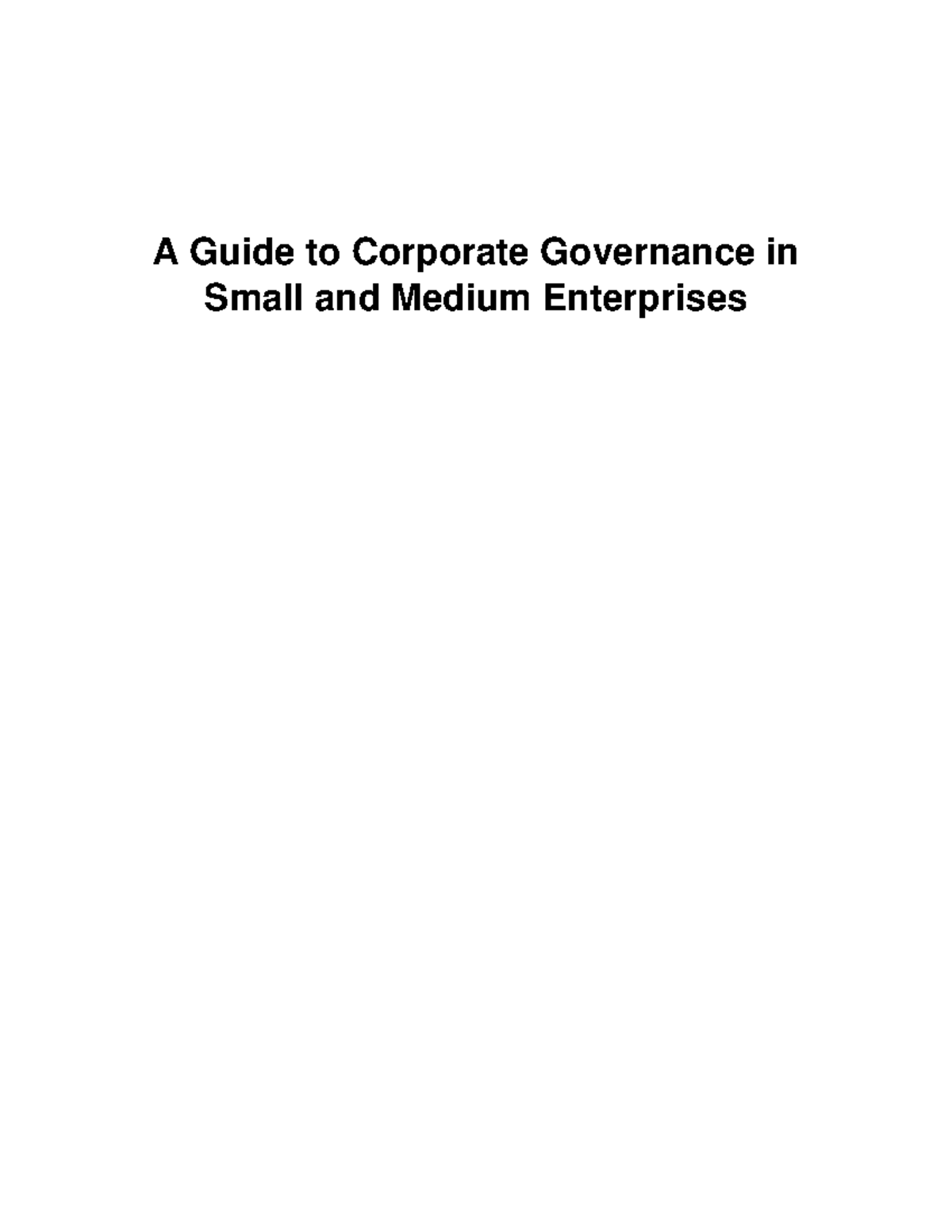 Guide to corporate governance in smes - A Guide to Corporate Governance ...