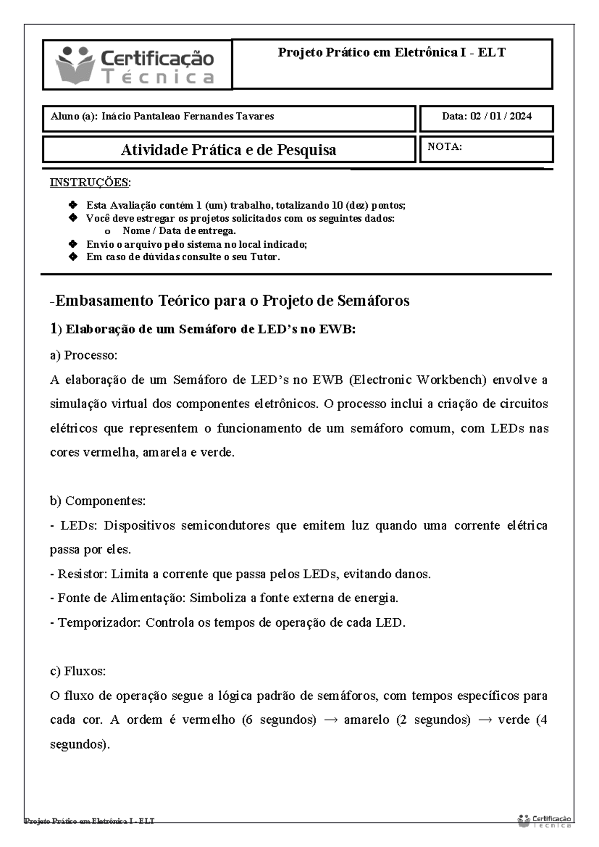 Atividade Prática - PPI - ELT - Embasamento Teórico - Projeto Prático ...