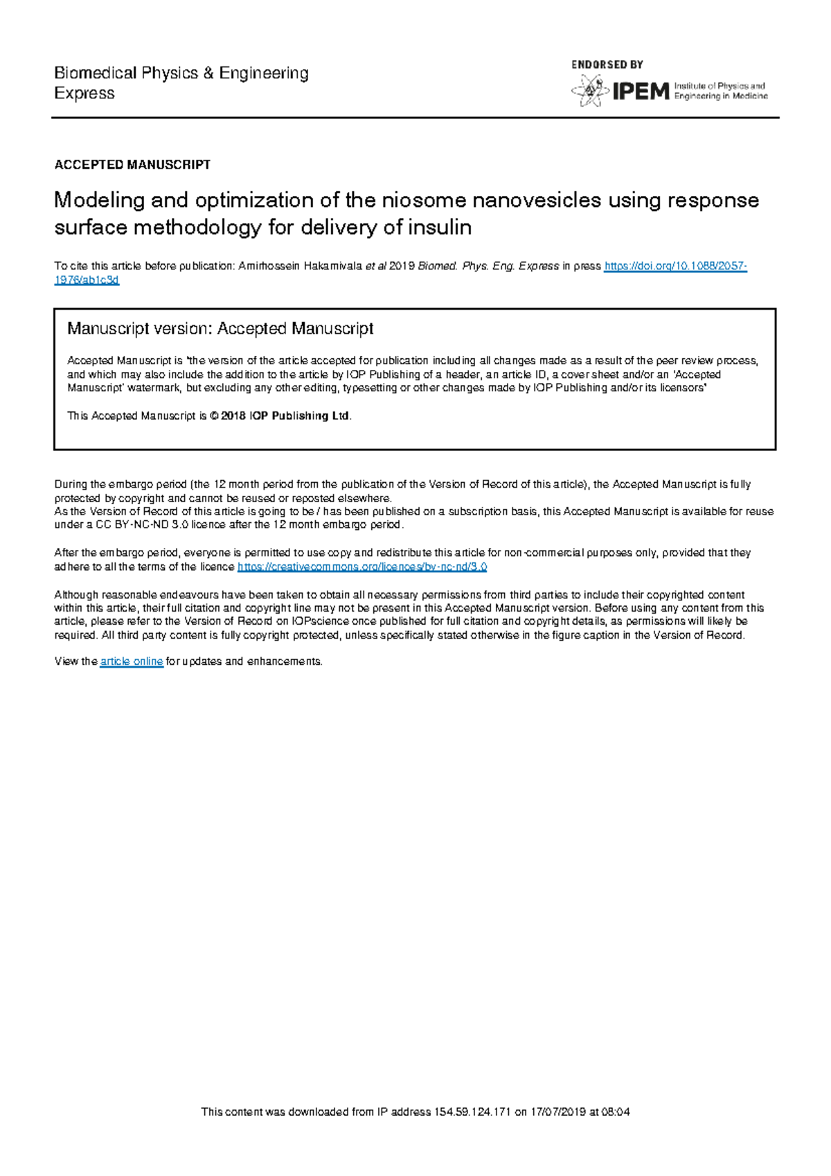 Biomedical Physics and Engineering Expre - Biomedical Physics & Engineering Express ACCEPTED ...