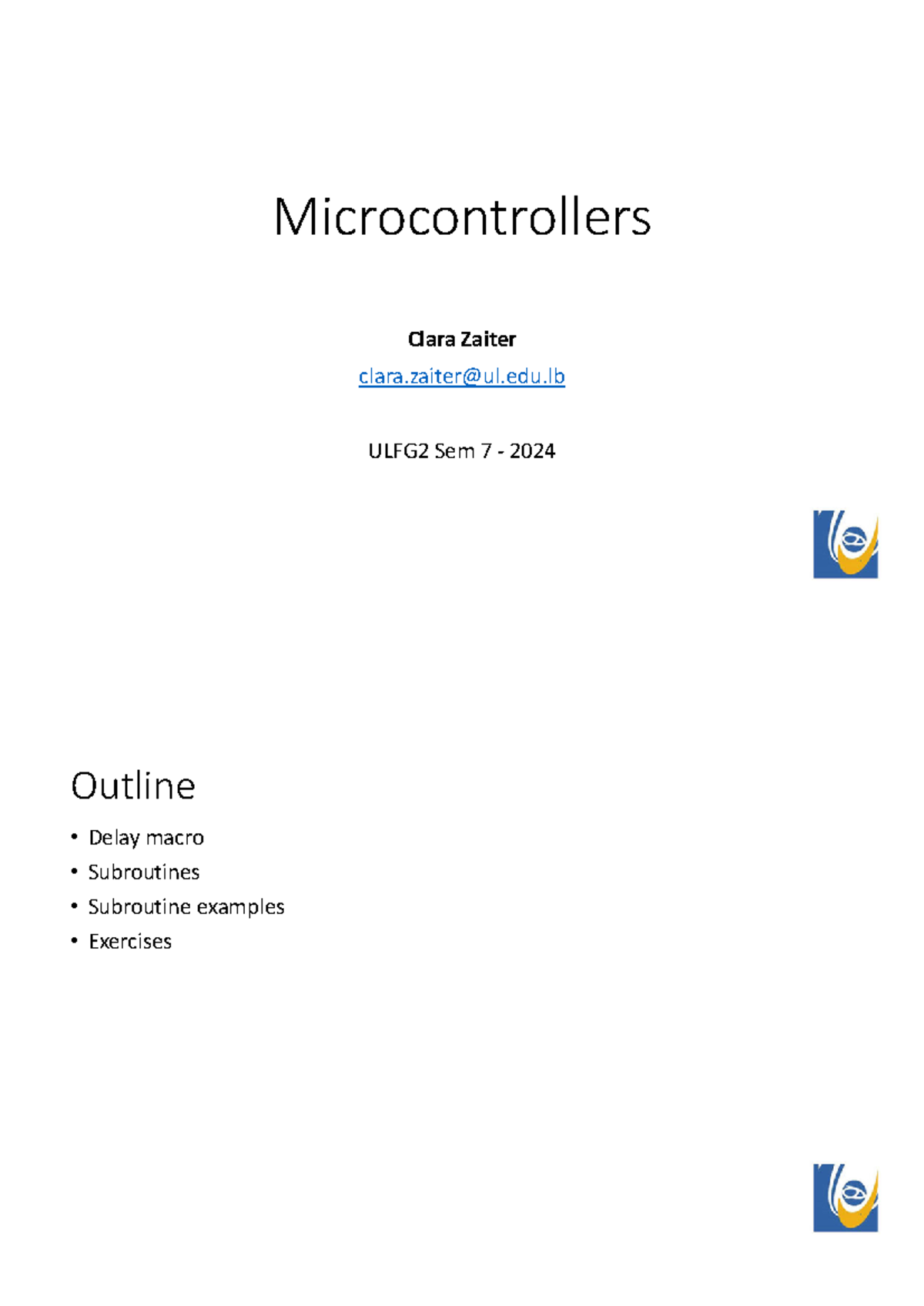 Micro session 7 - converted - Microcontrollers Clara Zaiter clara@ul ...