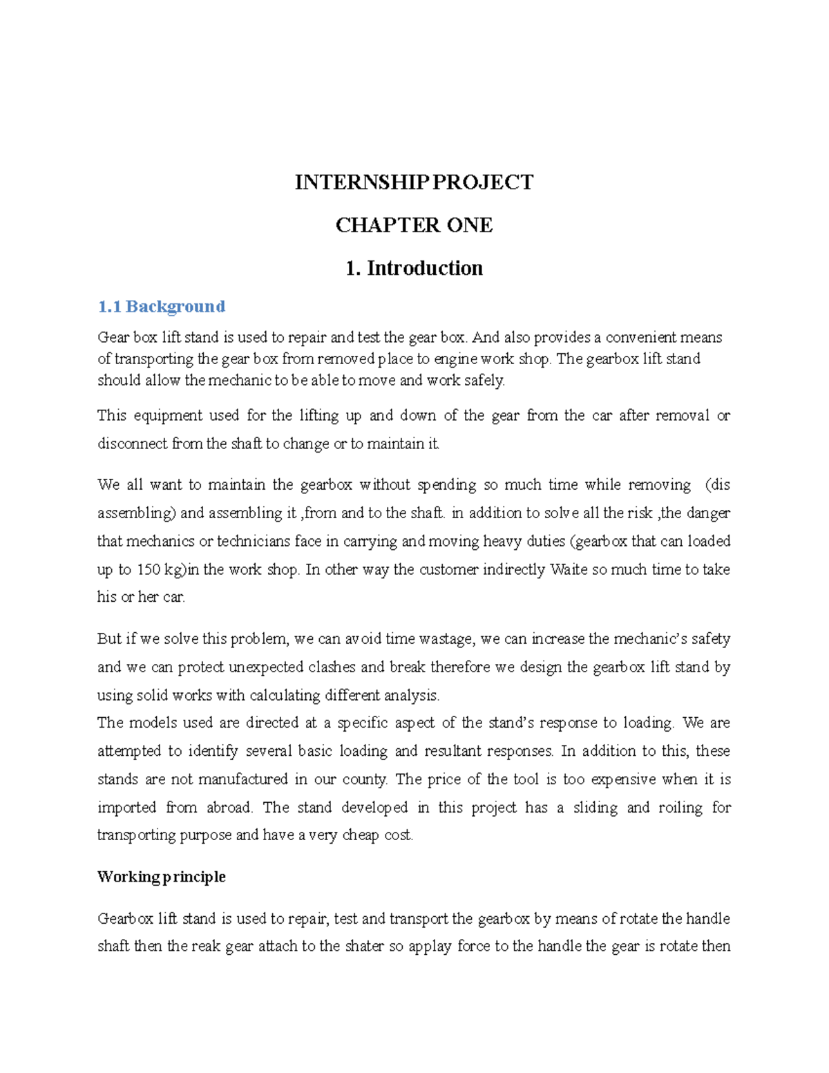Internship Project - desgn - INTERNSHIP PROJECT CHAPTER ONE 1 ...