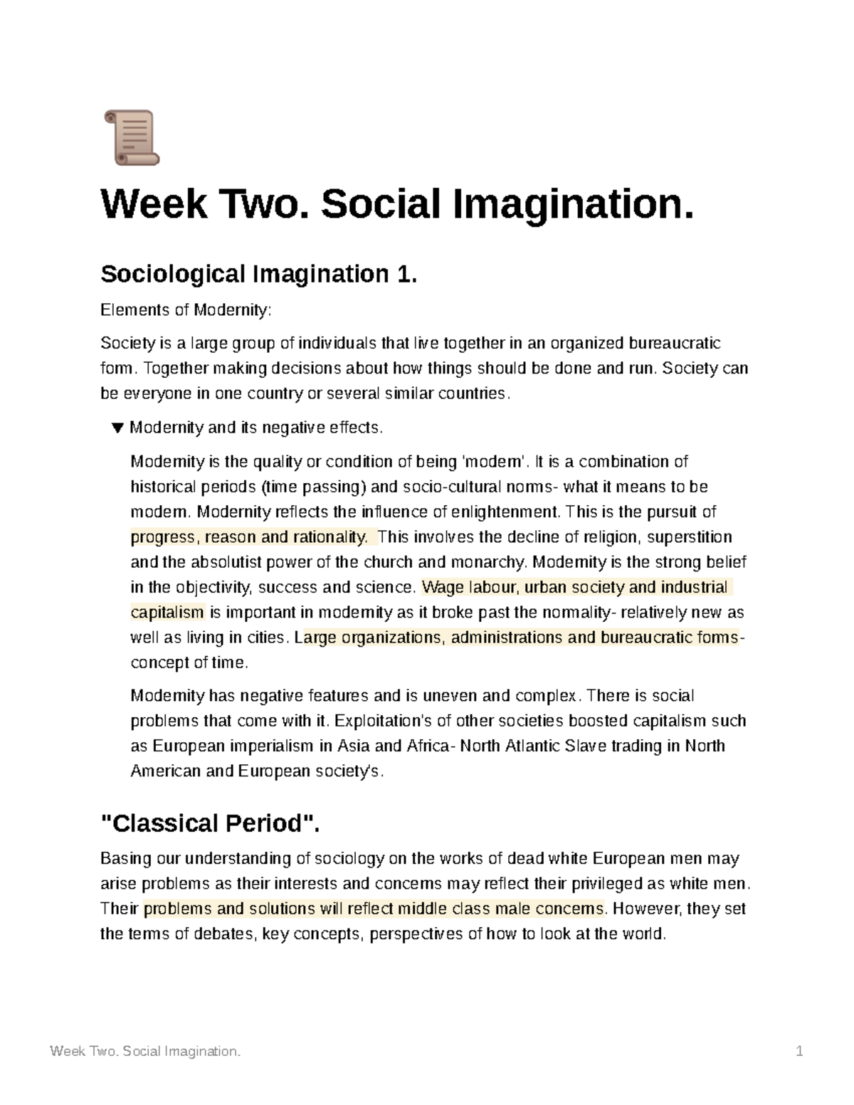 Social Imagination. - Lecture notes 5 - SPCU911 - Stirling - Studocu
