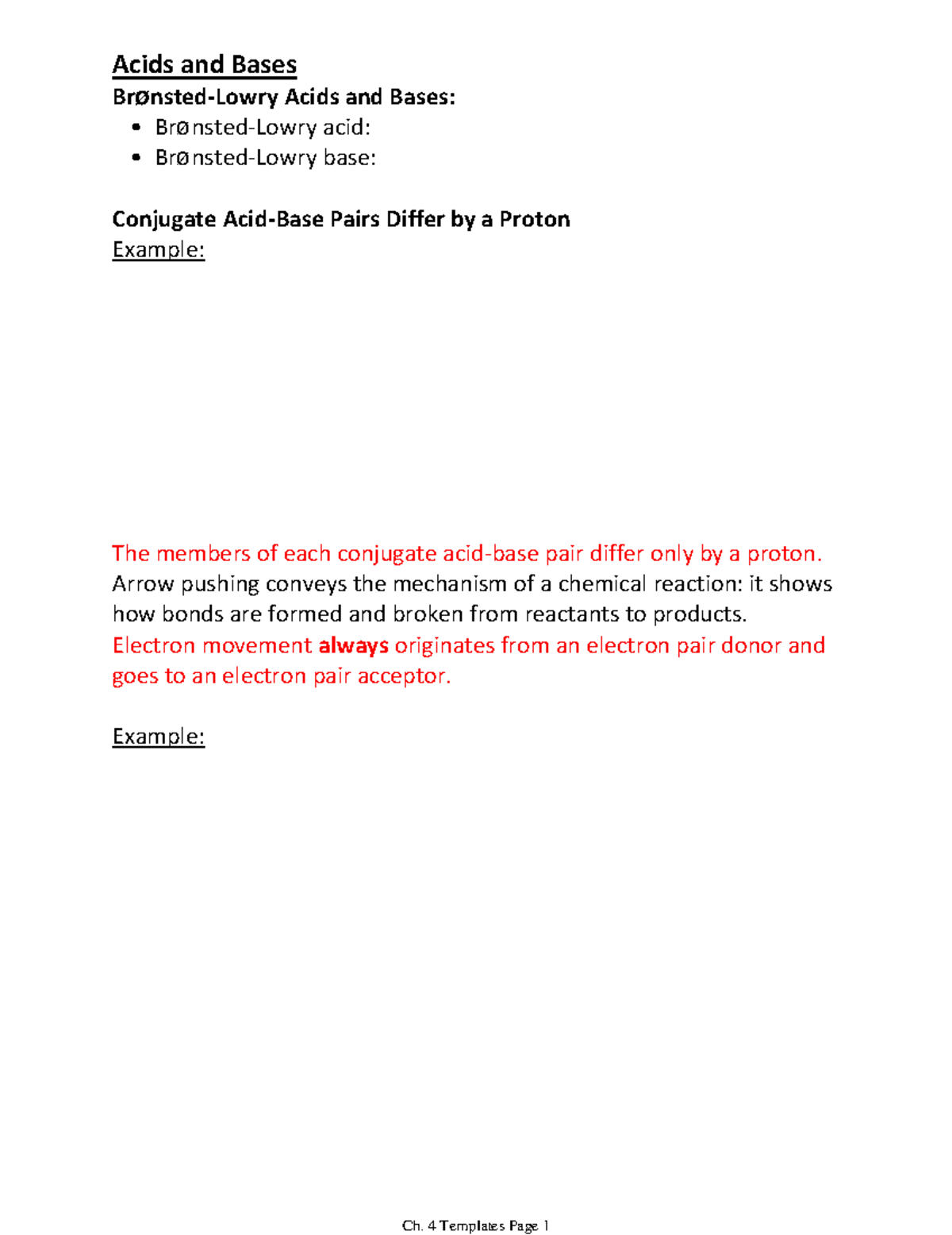 Chapter 4 Template - Acids and Bases Brønsted-Lowry acid: Brønsted ...