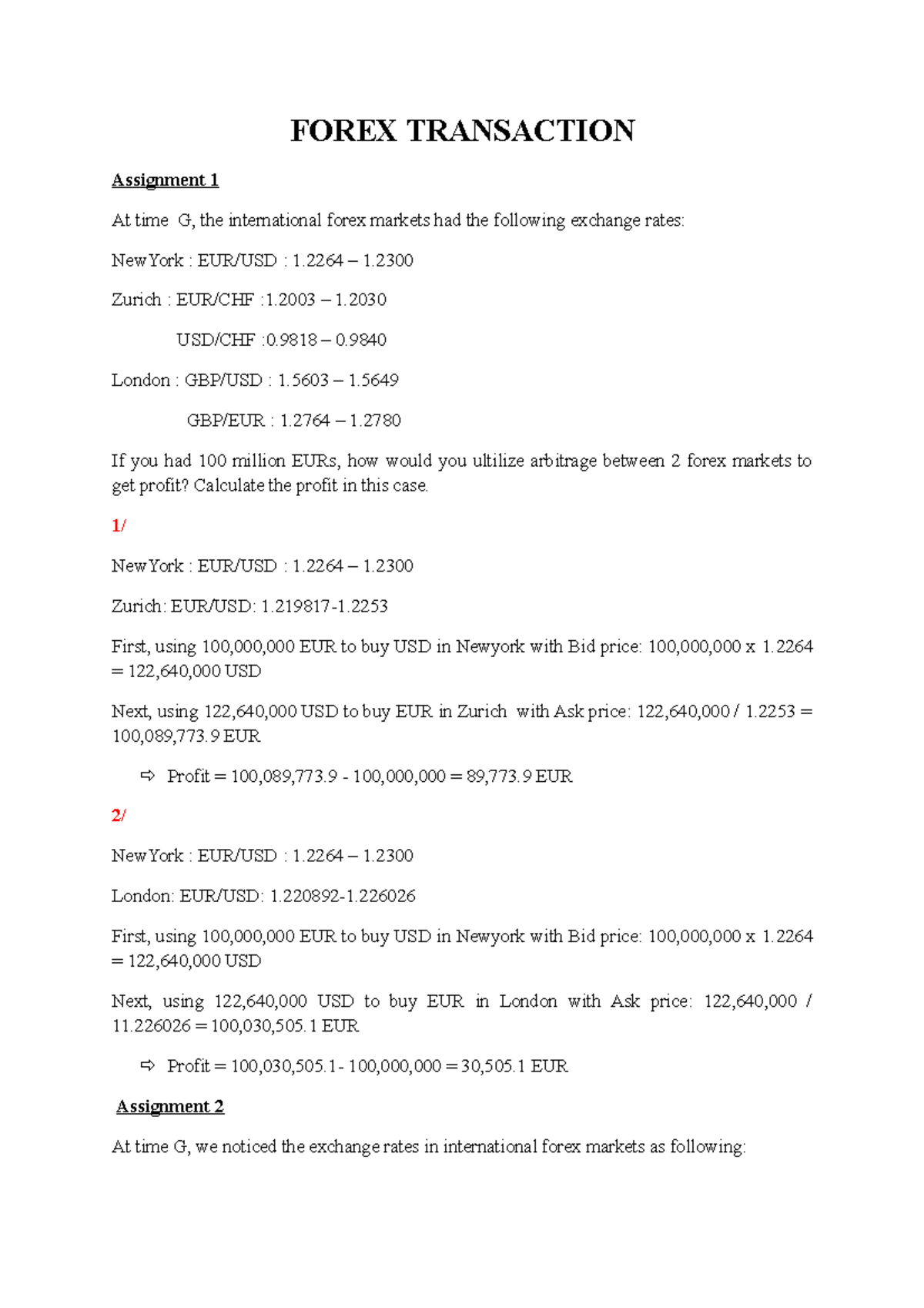 Forex Transaction exercise - Kinh tế quản trị, Quản trị kinh doanh ...