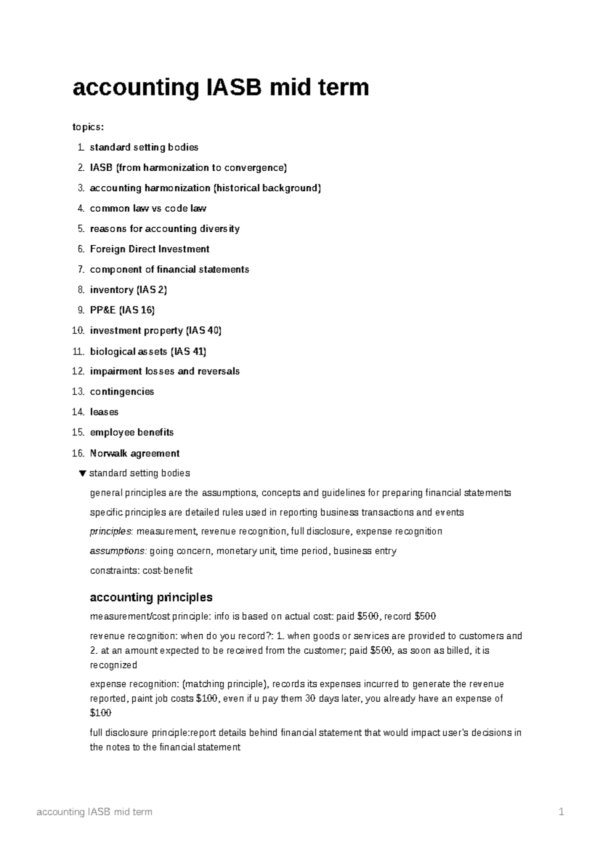 Accounting IASB mid term notes - accounting IASB mid term topics: 1 ...