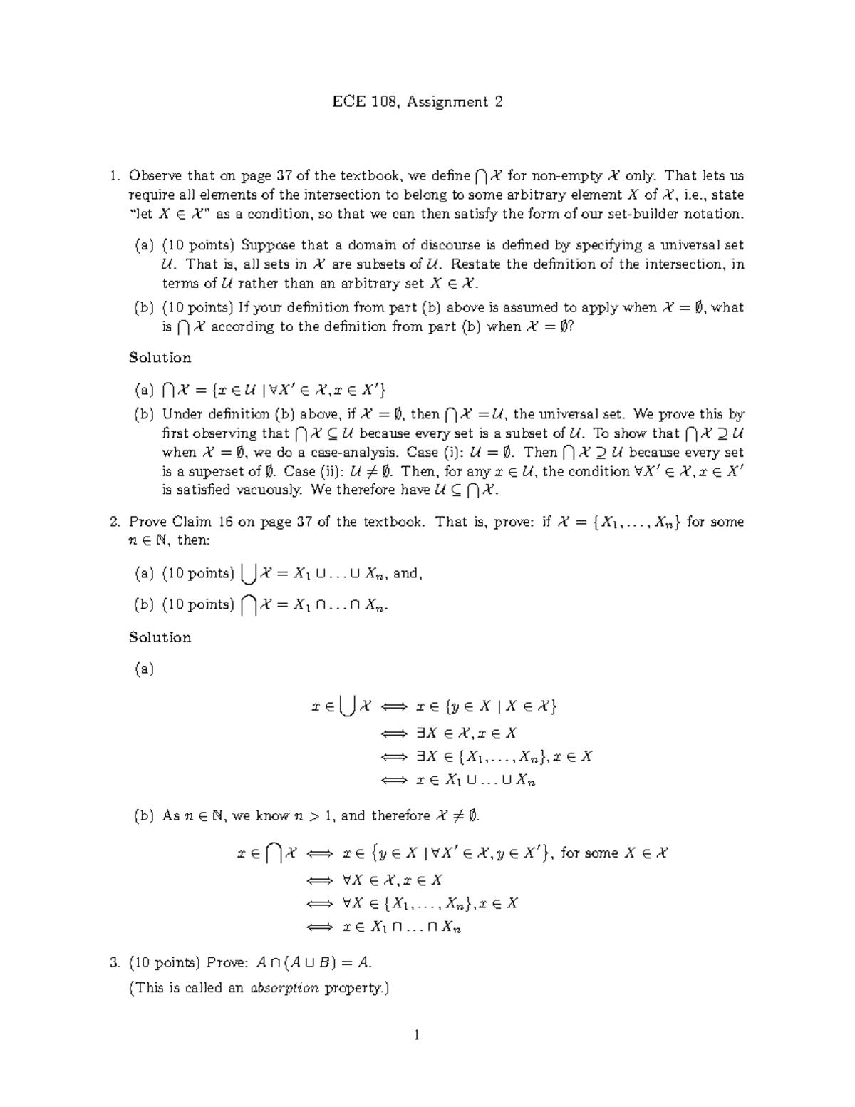 Assignment 2 solutions - ECE 108, Assignment 2 Observe that on page 37 ...
