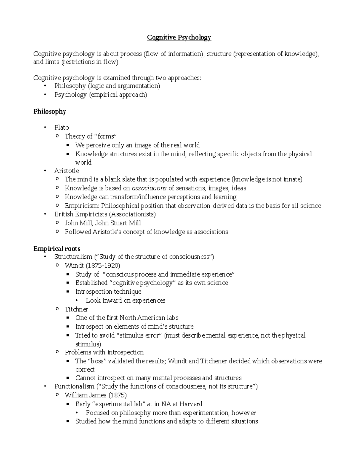 Cognitive Psychology - Lecture notes All - Cognitive Psychology ...