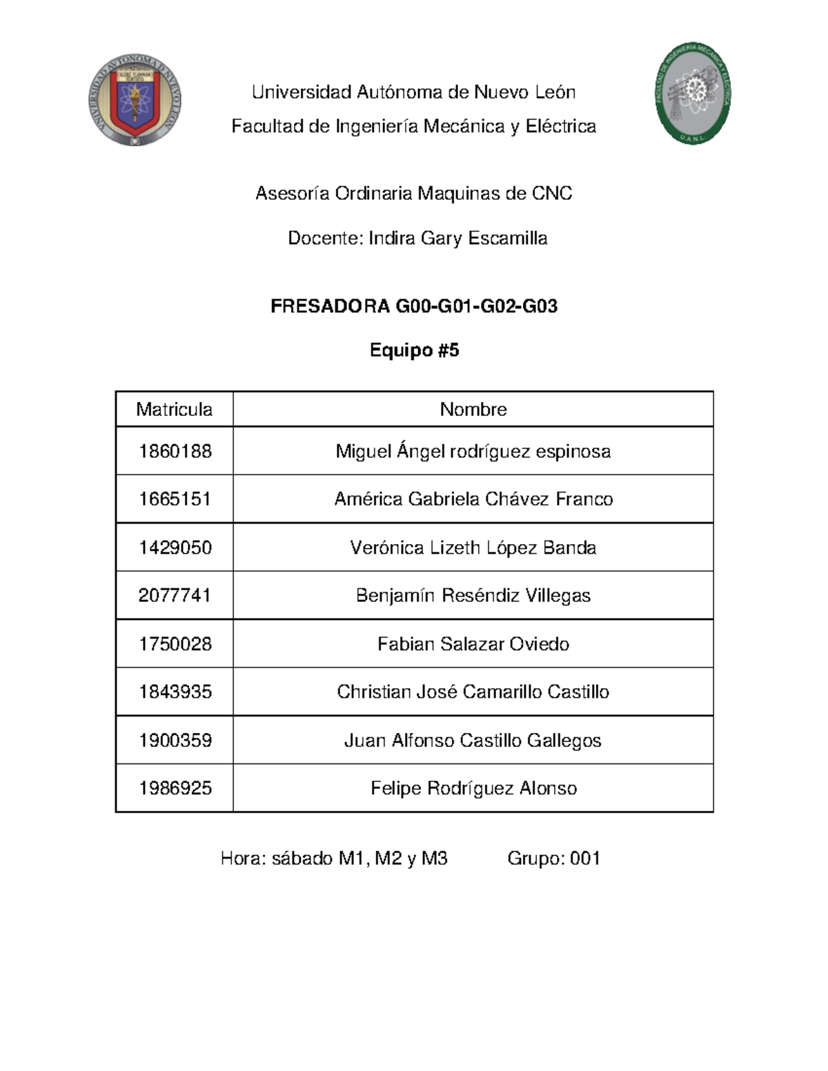 Fresadora G00-G01-G02-G03 - Universidad Autónoma de Nuevo León Facultad ...