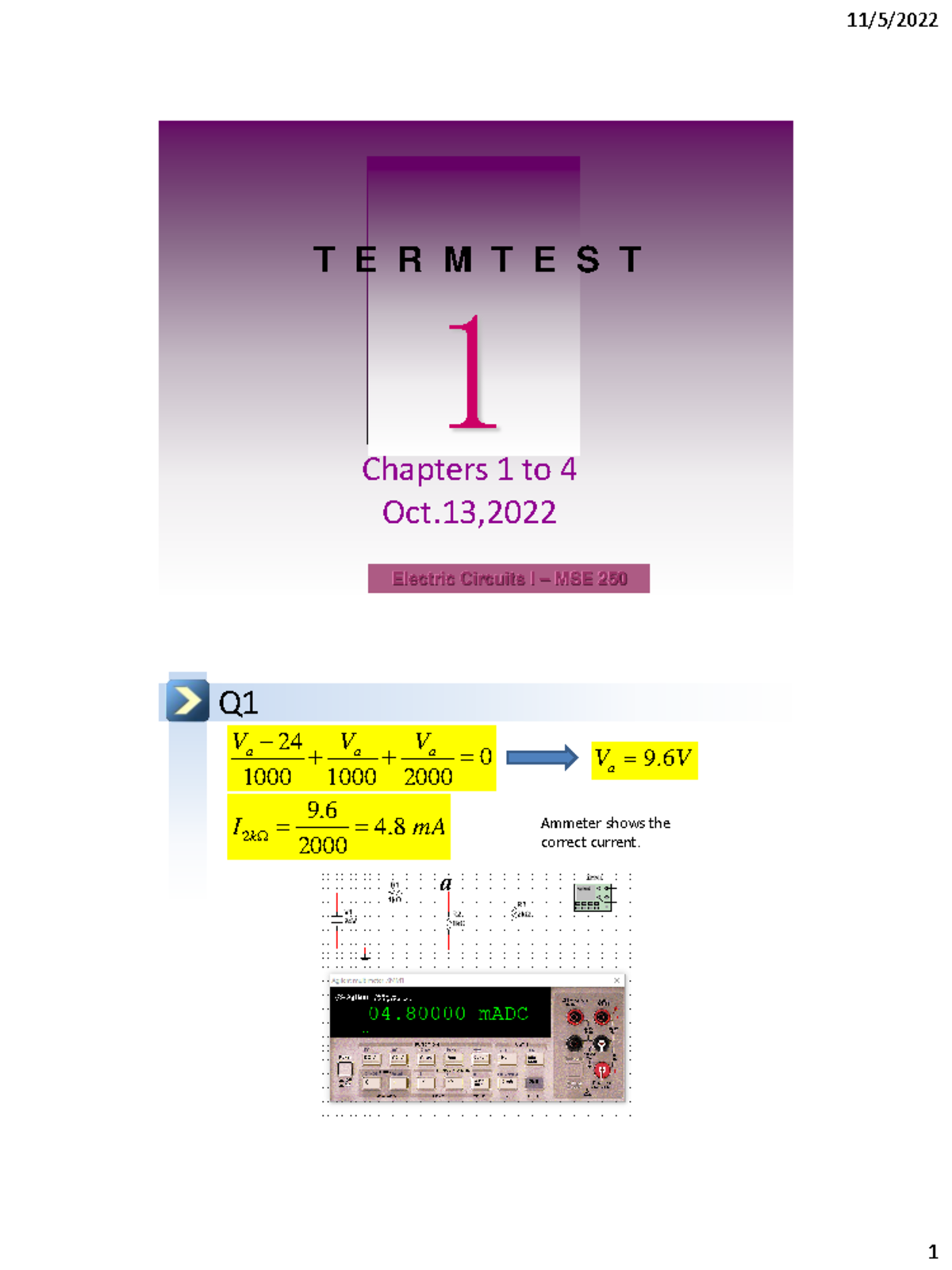 Term test 1 - solution - T E R M T E S T 1 Chapters 1 to 4 Oct ...