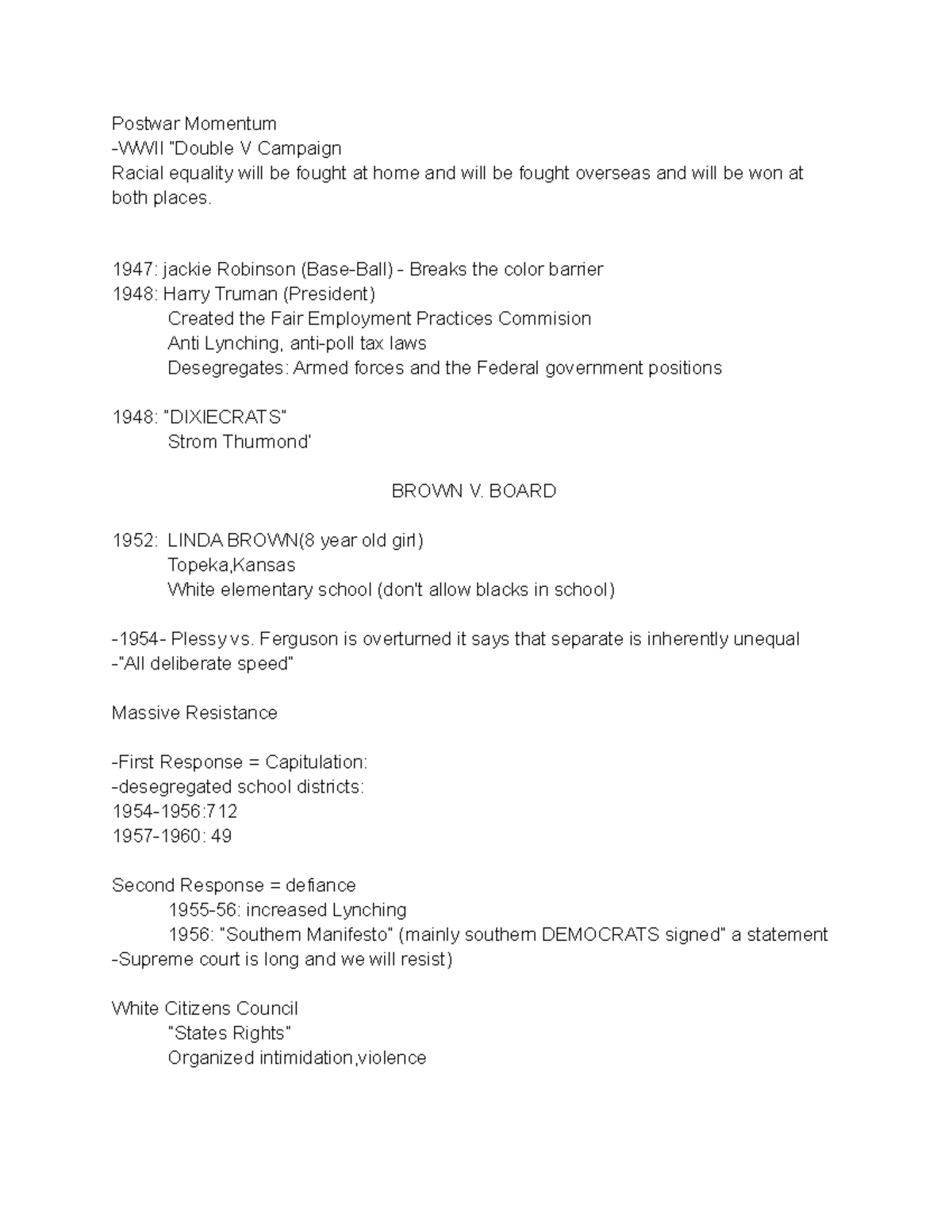 The Civil Rights Movement Part 1 - Postwar Momentum -WWII “Double V ...