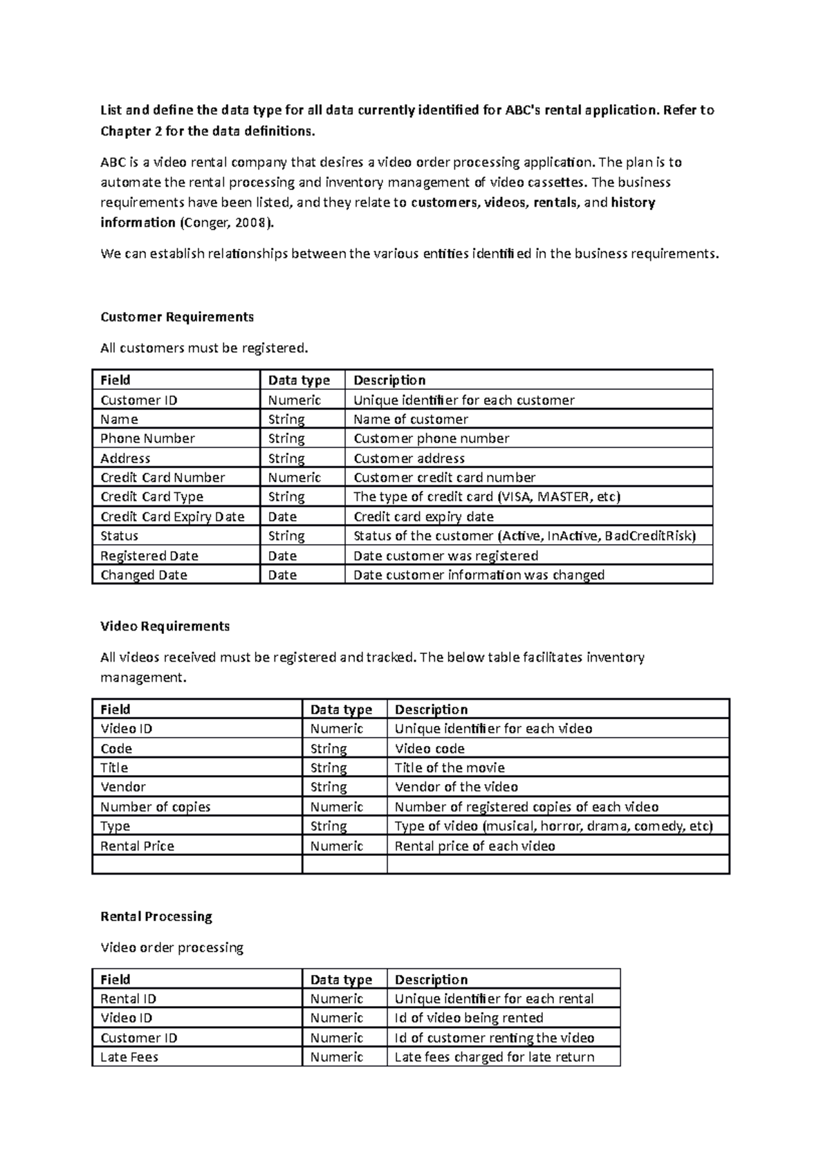 Discussion Forum Unit 1 - List and define the data type for all data ...