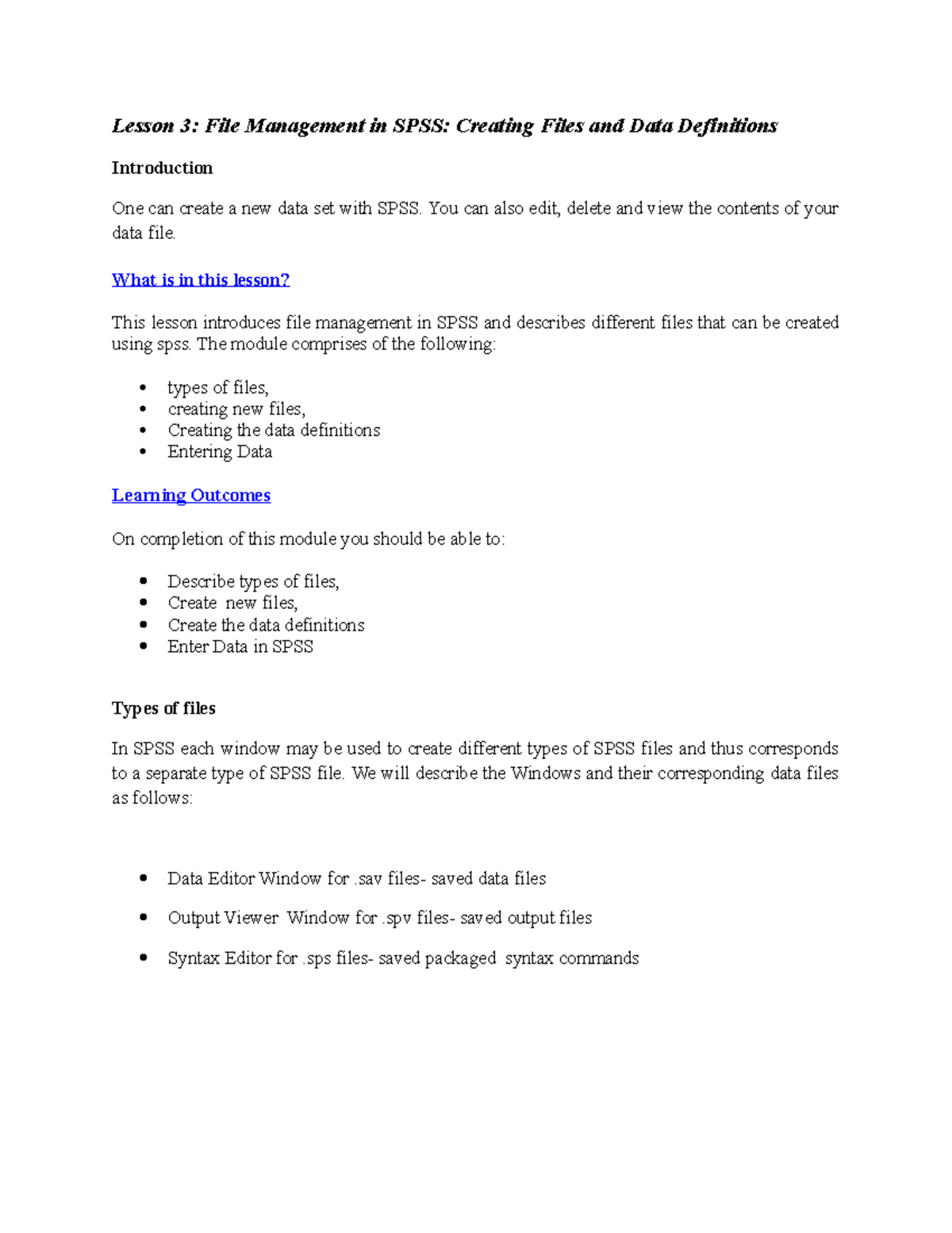 Topic 3 Data Management 1 - Lesson 3: File Management in SPSS: Creating ...