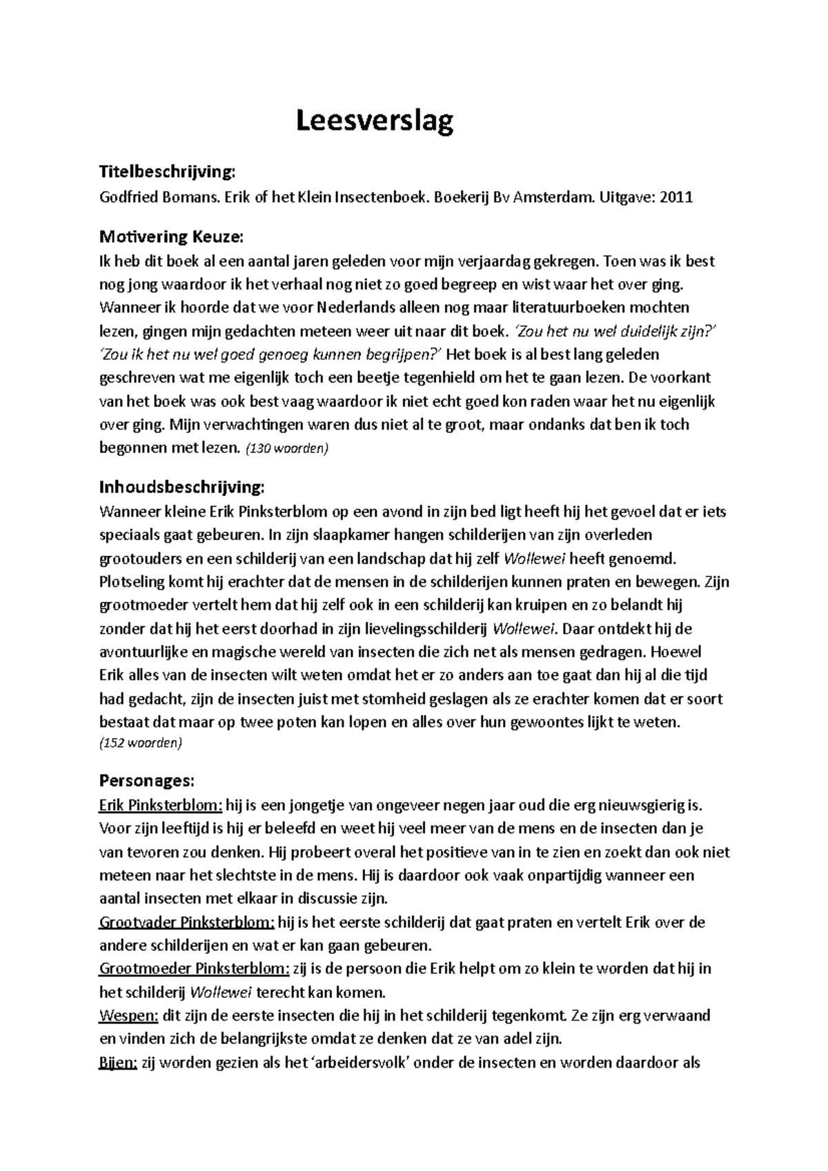 Leesverslag 2 Erik of het Klein Insectenboek - Leesverslag ...