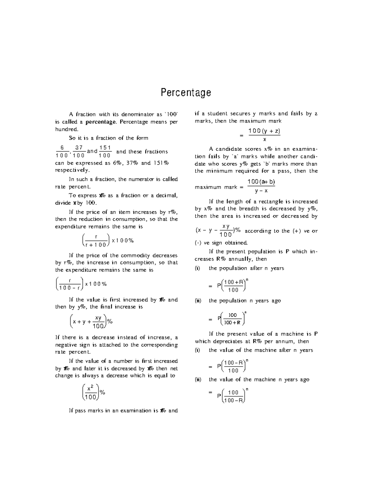 Quantitative aptitude- Percentage - A fraction with its denominator as ...
