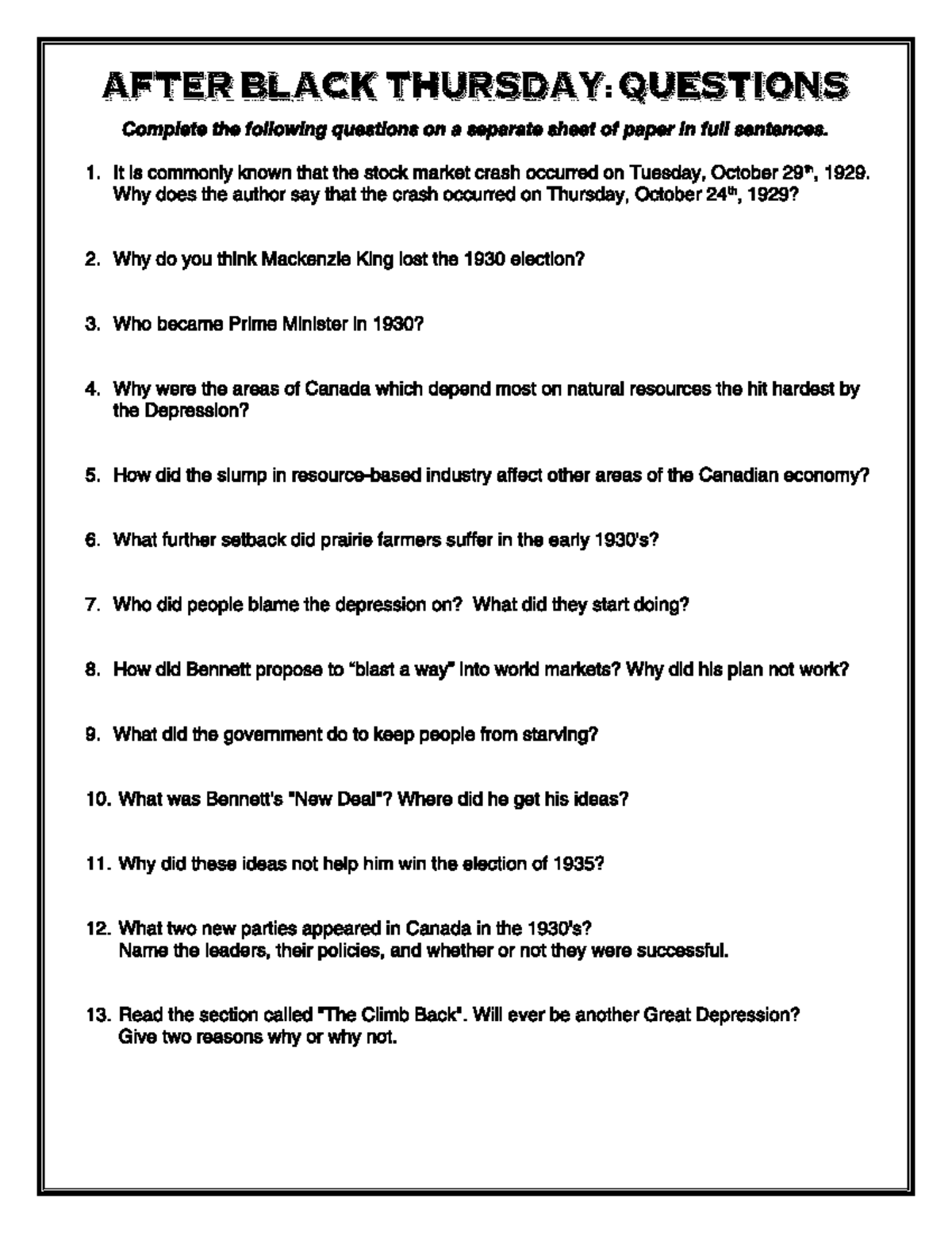 5.1.5 After Black Thursday - Questions - AFTER BLACK THURSDAY QUESTIONS ...