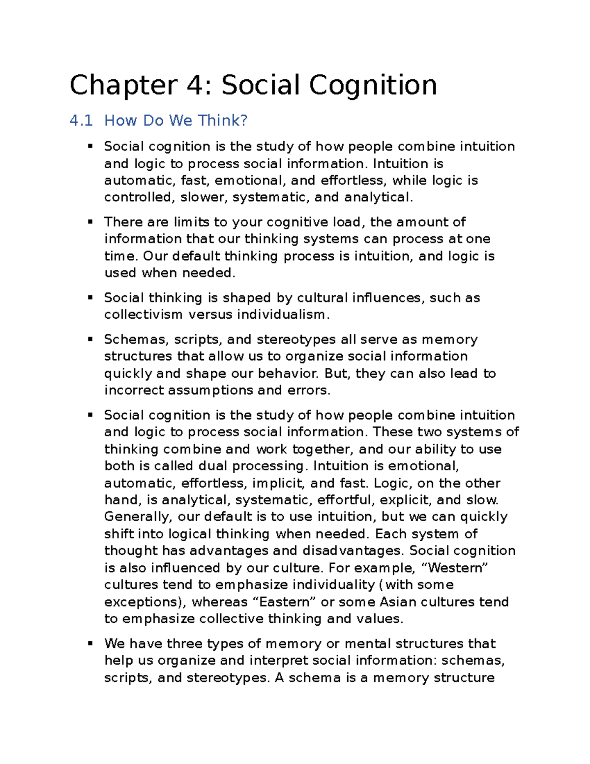 Social Psychology Chapter 4 Notes - Chapter 4: Social Cognition 4 How ... Social Psychology Chapter 4 Notes - Chapter 4: Social Cognition 4 How ...