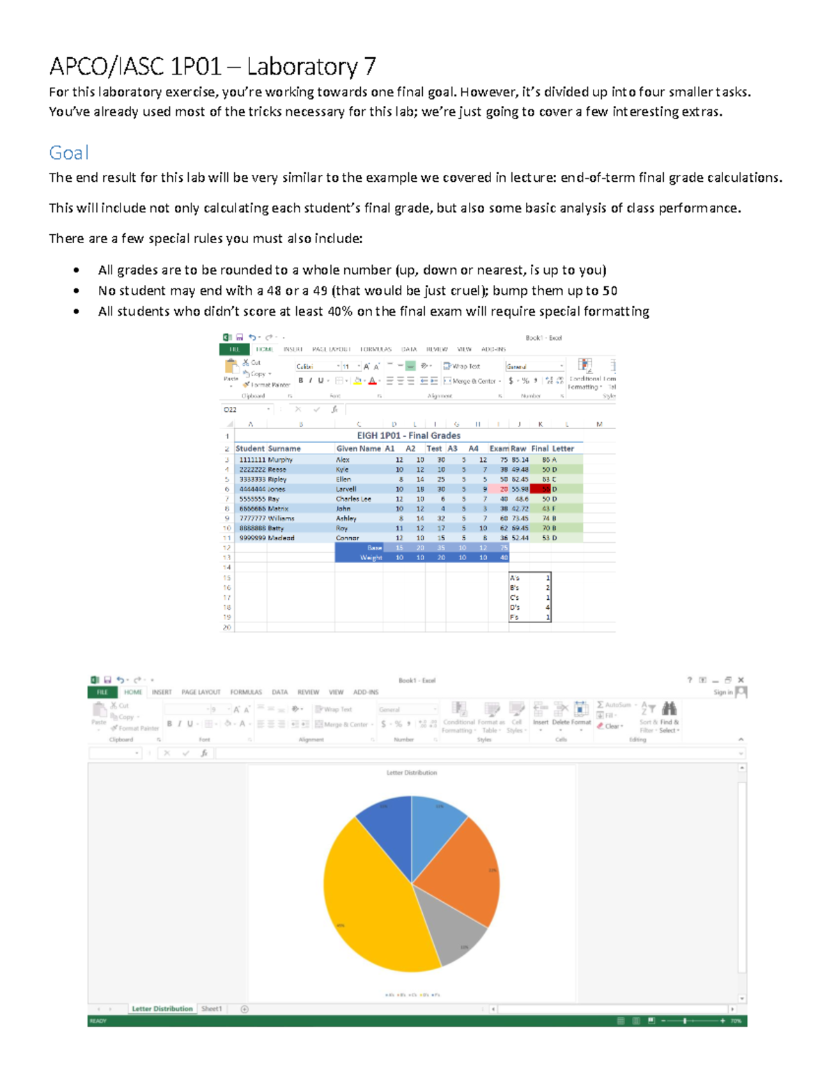 Lab7-Excelling In Excellent Excel Spreadsheets - APCO/IASC 1P01 ...