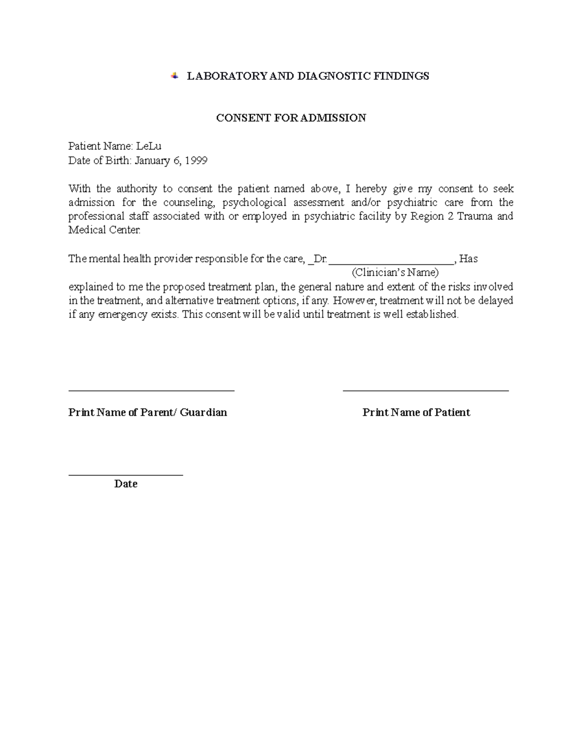 BPD Lab&Dx - For future references - LABORATORY AND DIAGNOSTIC FINDINGS ...