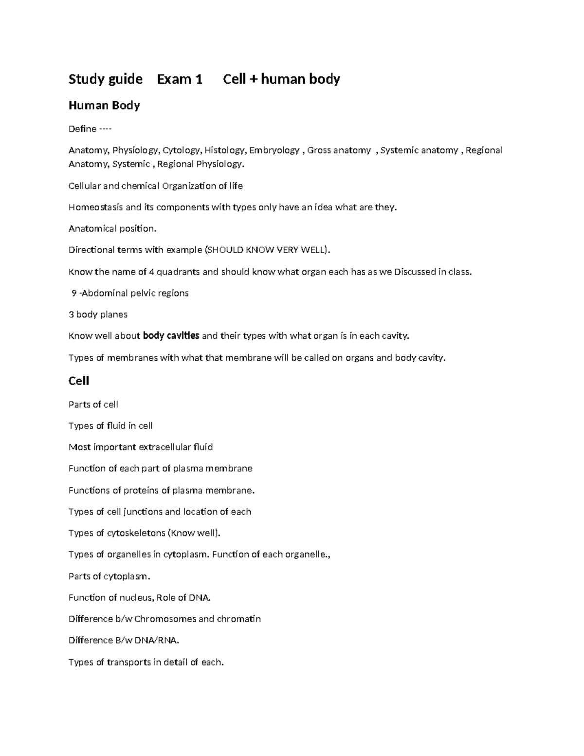 Sg 2121 - Tagged - Study guide anatomy chp 1-3 - Study guide Exam 1 ...