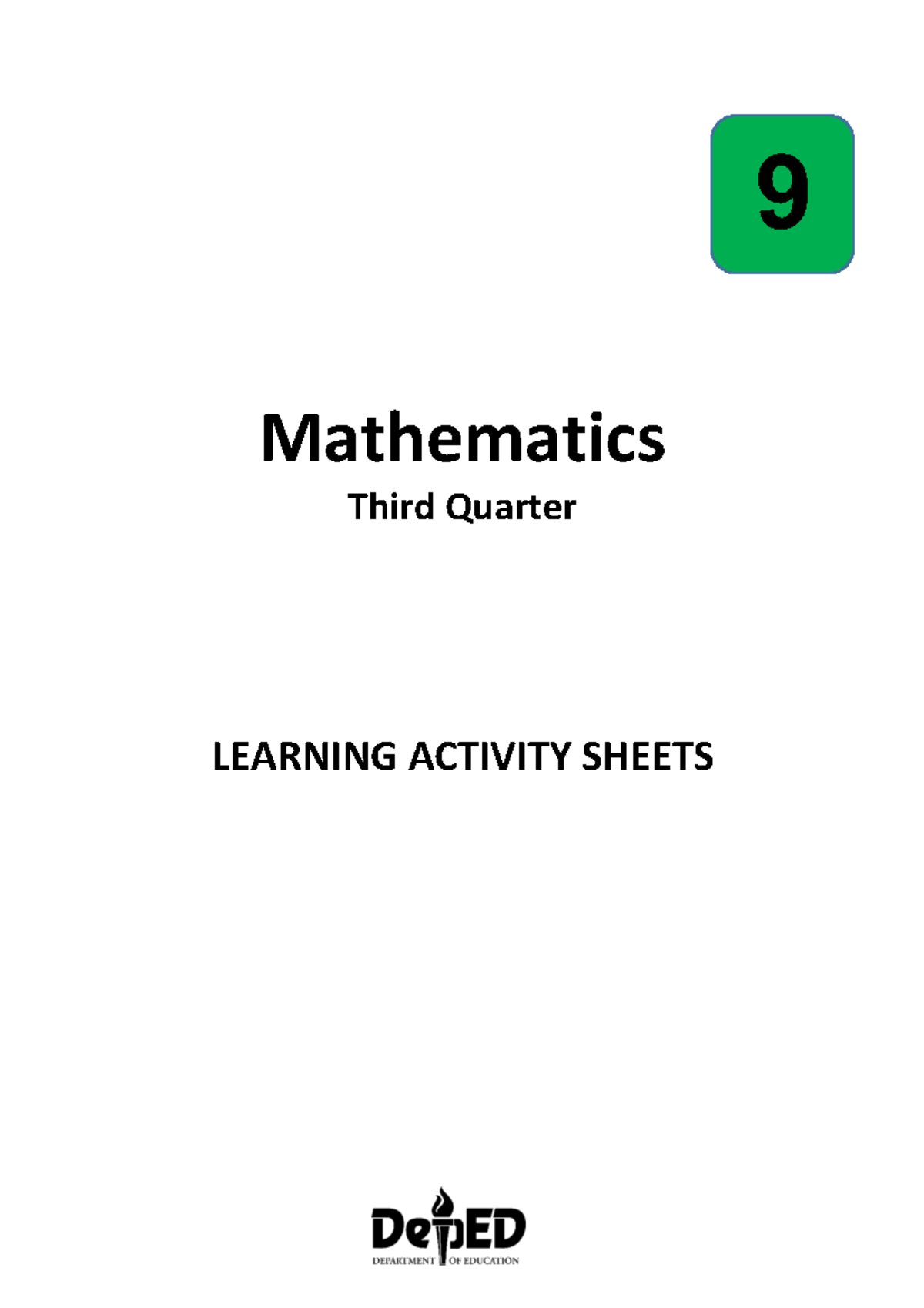 Mathematics 9 LAS Quarter 3 - 9 Mathematics Third Quarter LEARNING ...