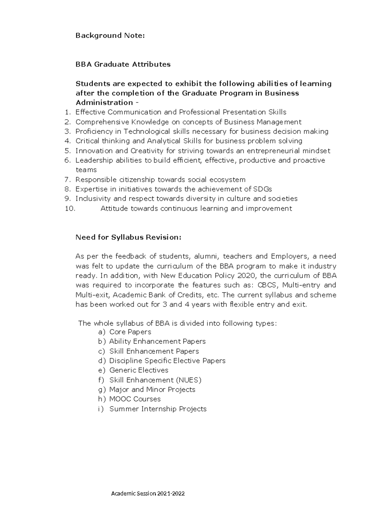 Final BBA ( General) 14-10-2021 WITH Mapping - ####### Background Note ...