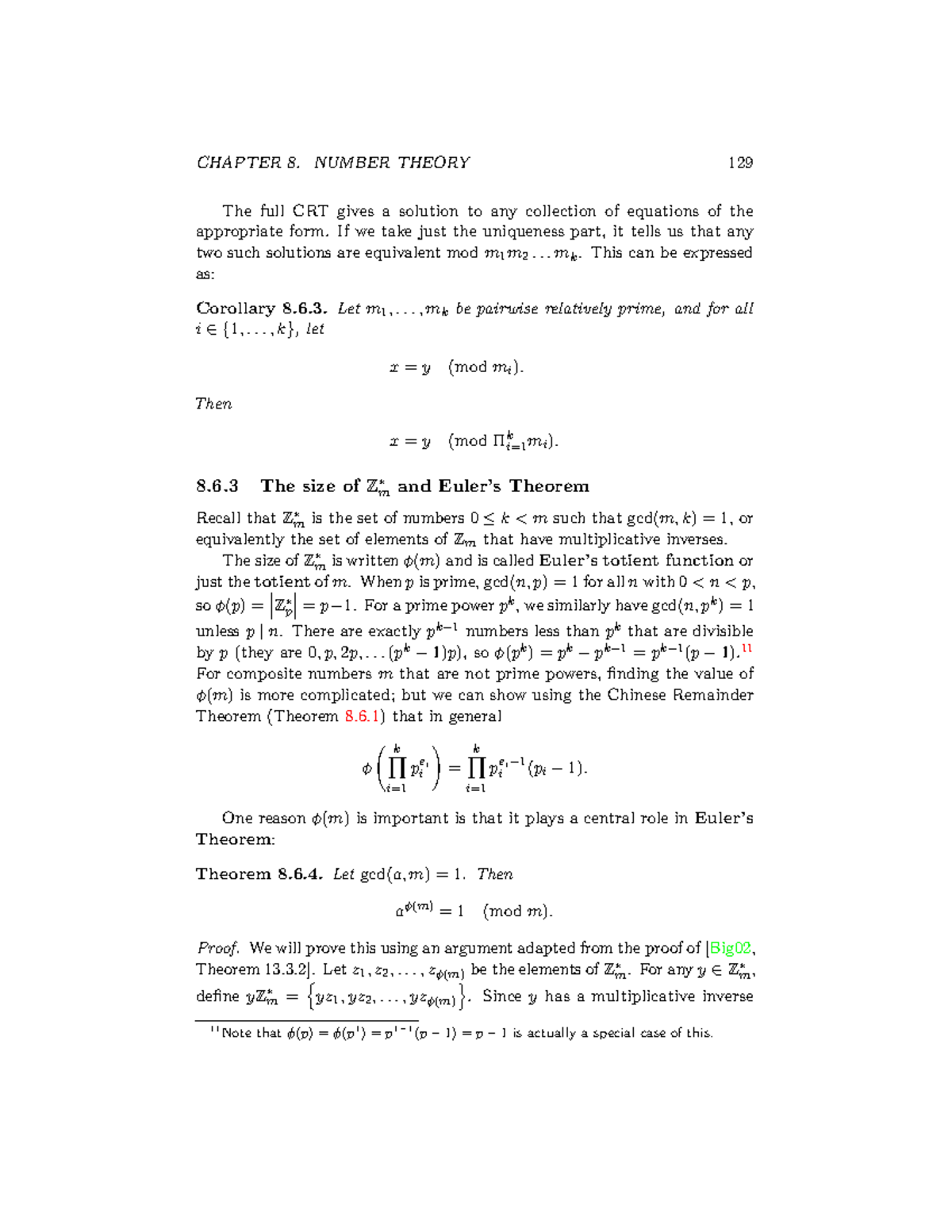 Rsa Encryption Chapter 8 Number Theory 129 The Full Crt Gives A Solution To Any Collection Of