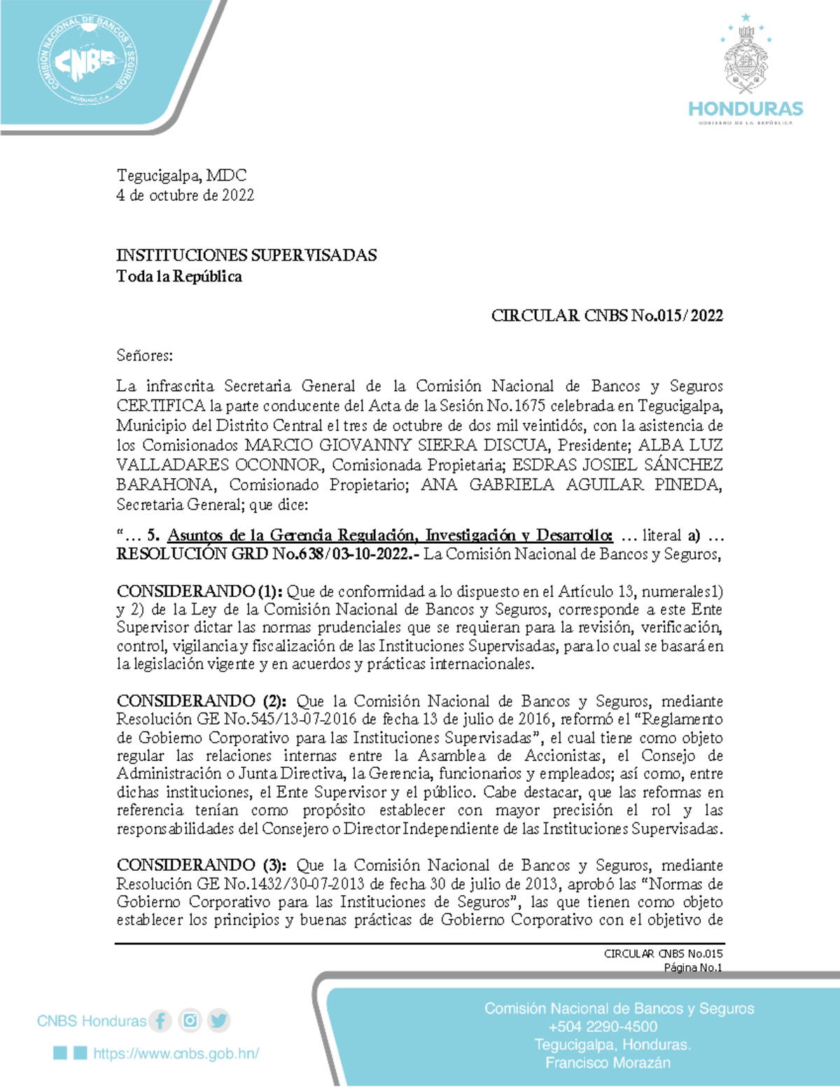 015-2022 Circular Reglamento DE Gobierno Corporativo (002) - CIRCULAR ...