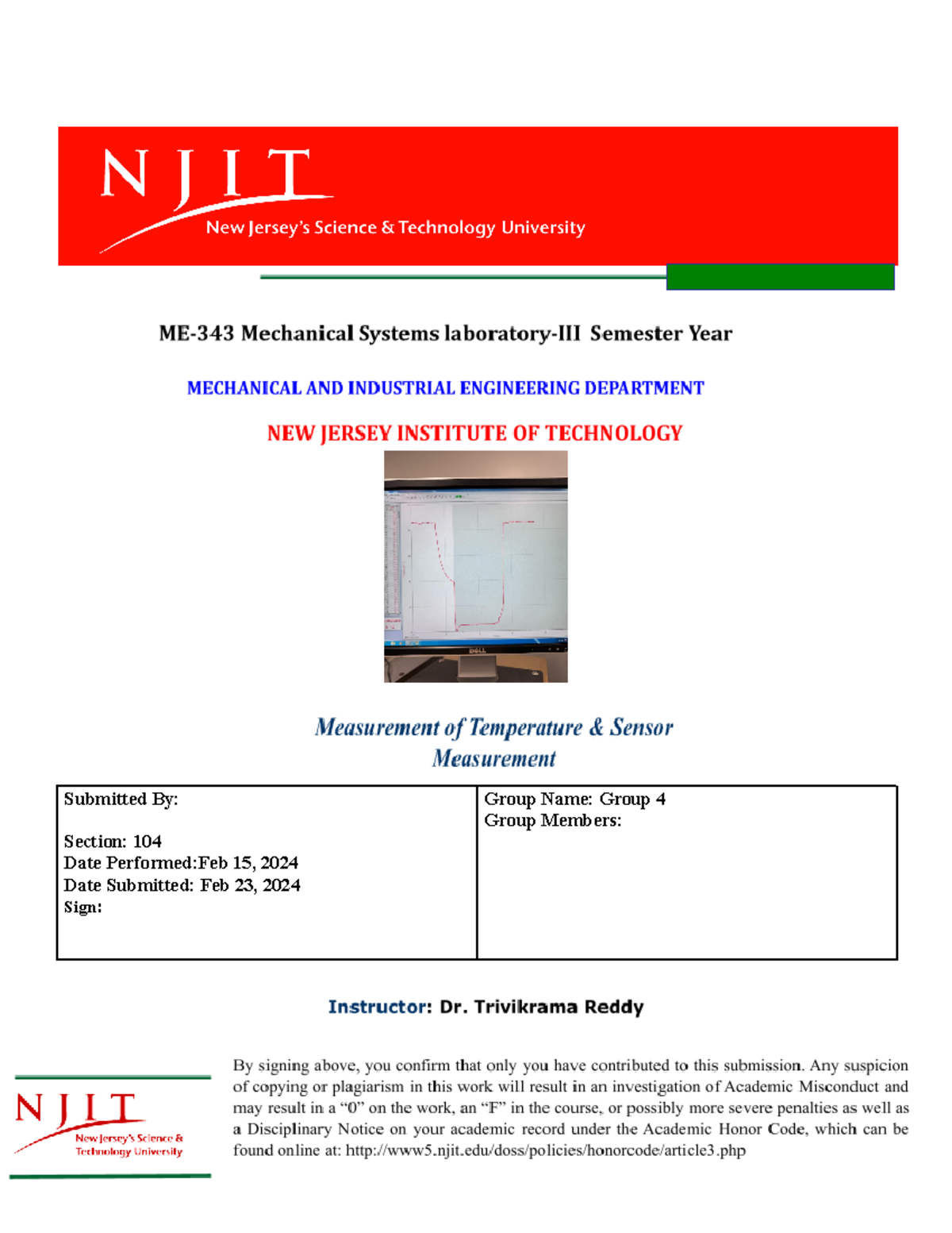 ME-343 Lab 3 - Reddy Temperature and Sensor lab - Submitted By: Section ...