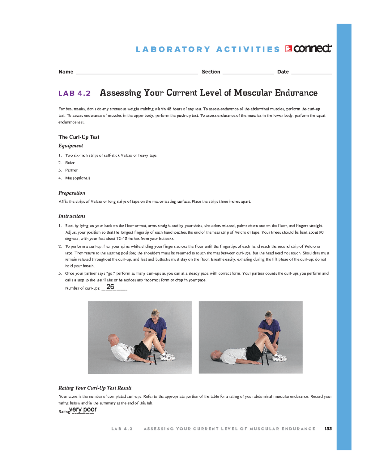 4.2 - workouts - l A B 4. 2 A s s E s s I n g Y O u R C u R R E n T l E ...