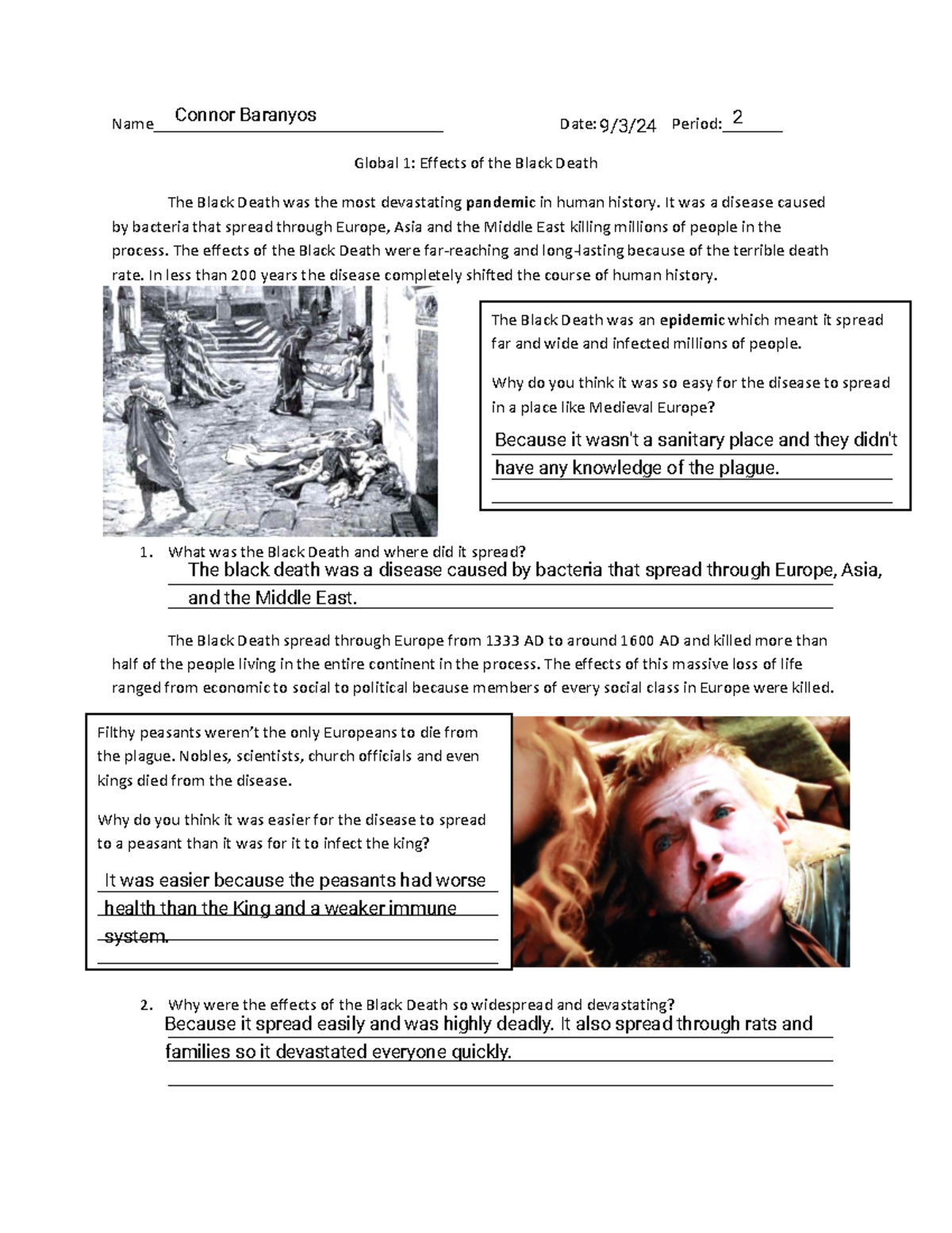 Global 1Effectsofthe Black Death Middle Ages Bubonic Plague Europe-1 ...