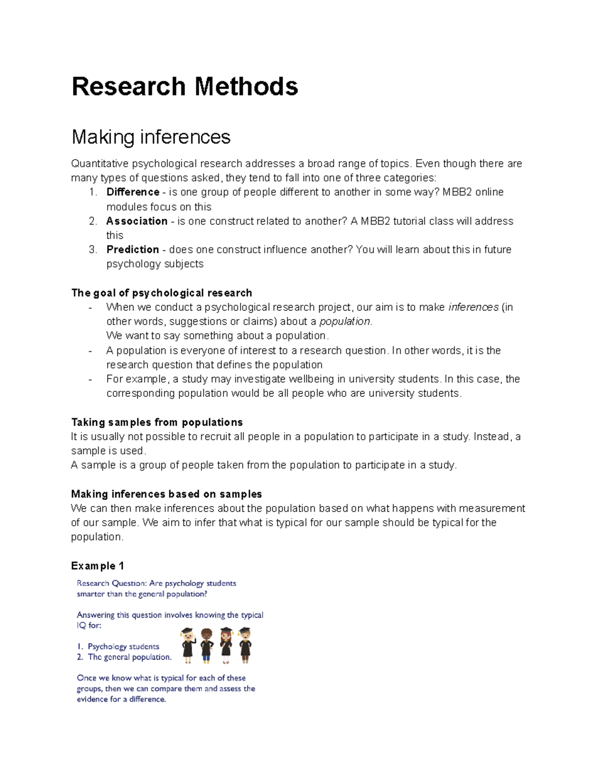 Research Methods - Research Methods Making inferences Quantitative ...