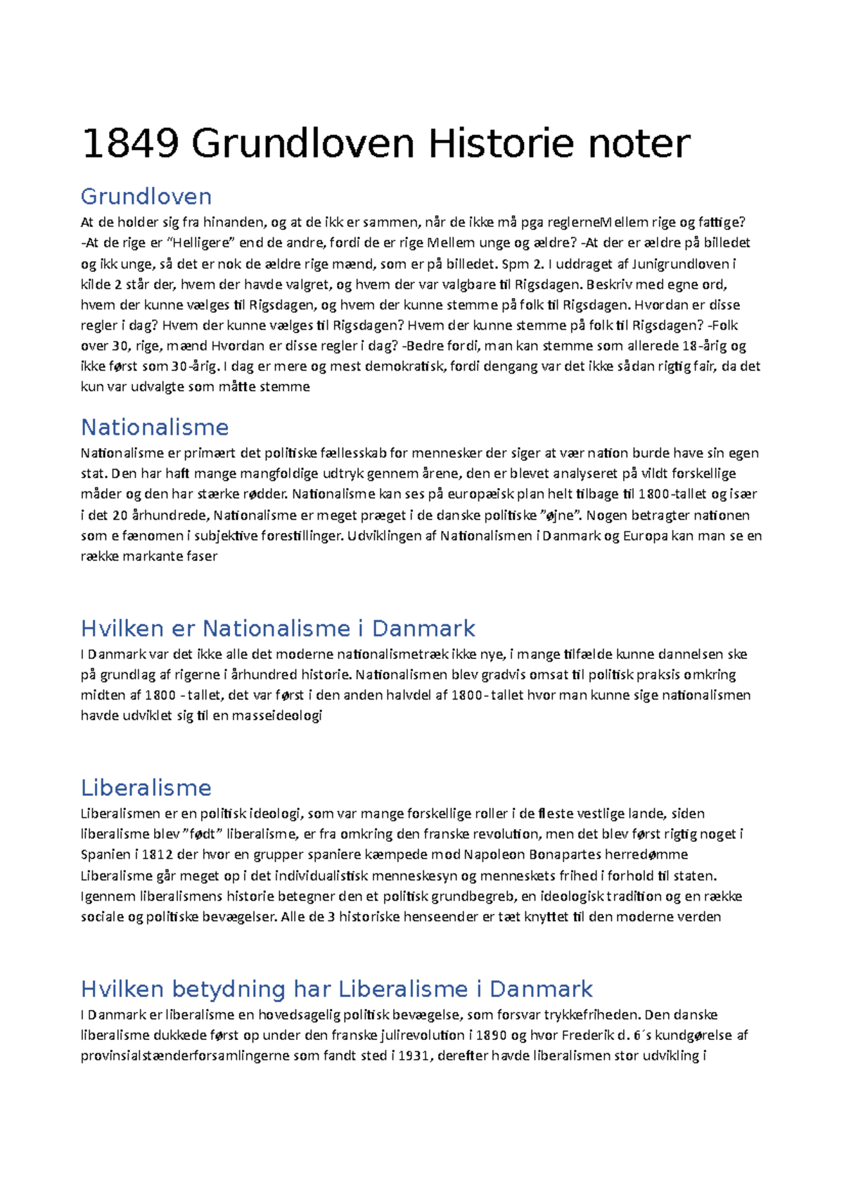 1849 Grundloven Historie noter - 1849 Grundloven Historie noter ...
