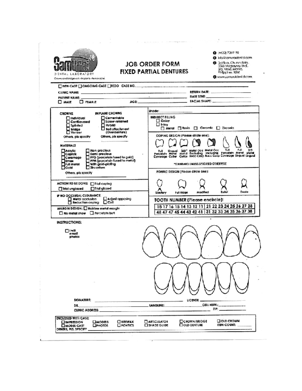 chart for laboratory - Doctor of Dental Medicine - Studocu