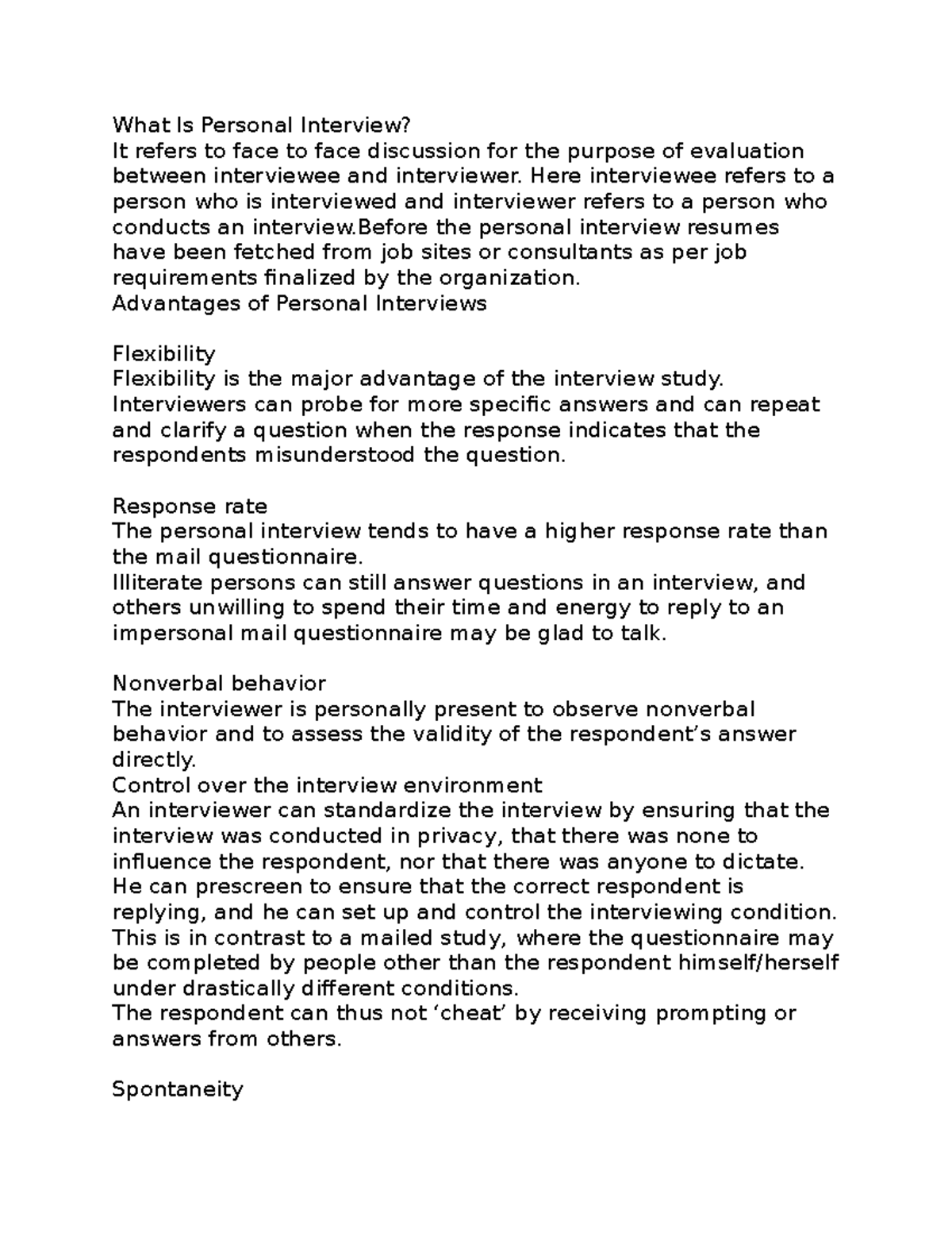 What Is Personal Interview - Here interviewee refers to a person who is ...