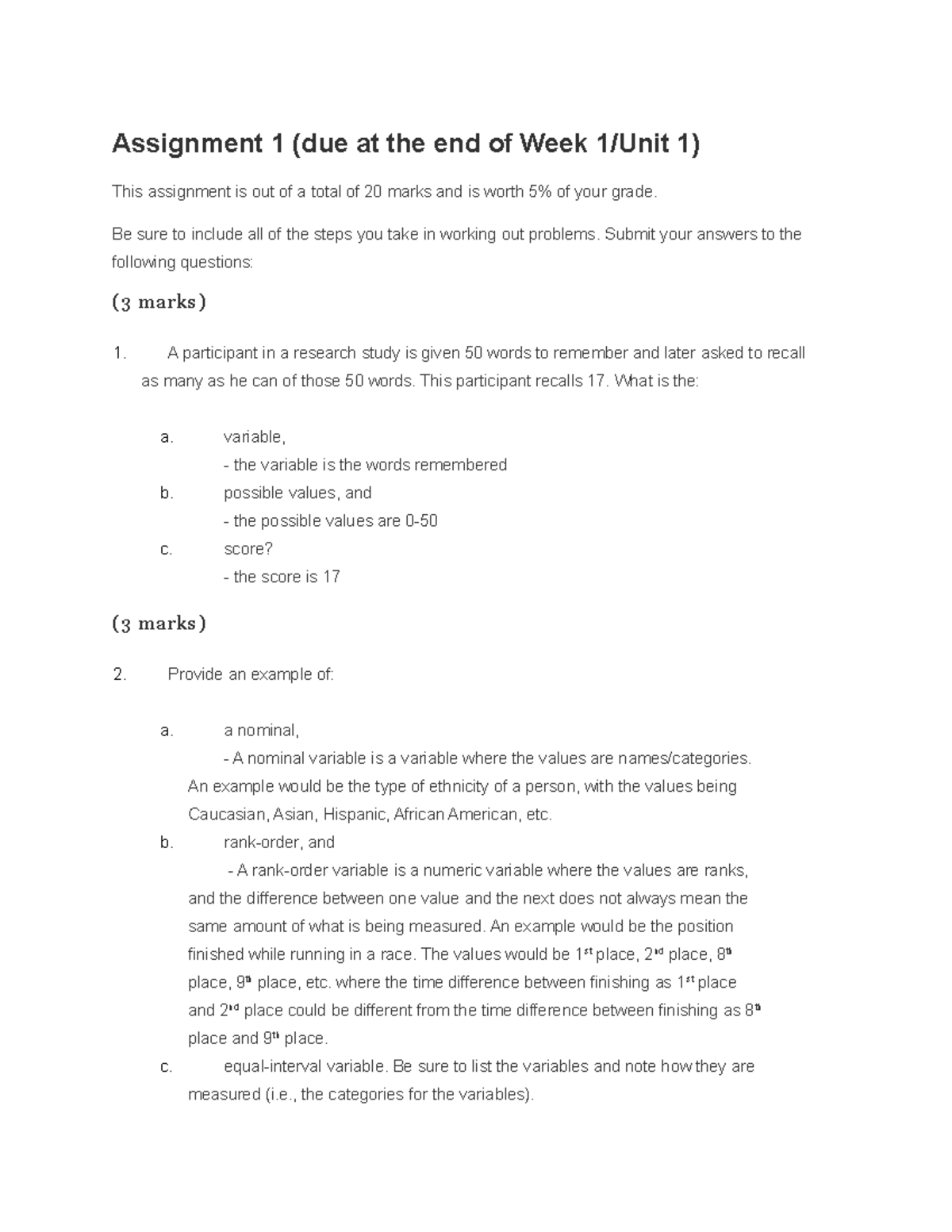SOCI301 Assignment 1 - Assignment 1 (due at the end of Week 1/Unit 1 ...
