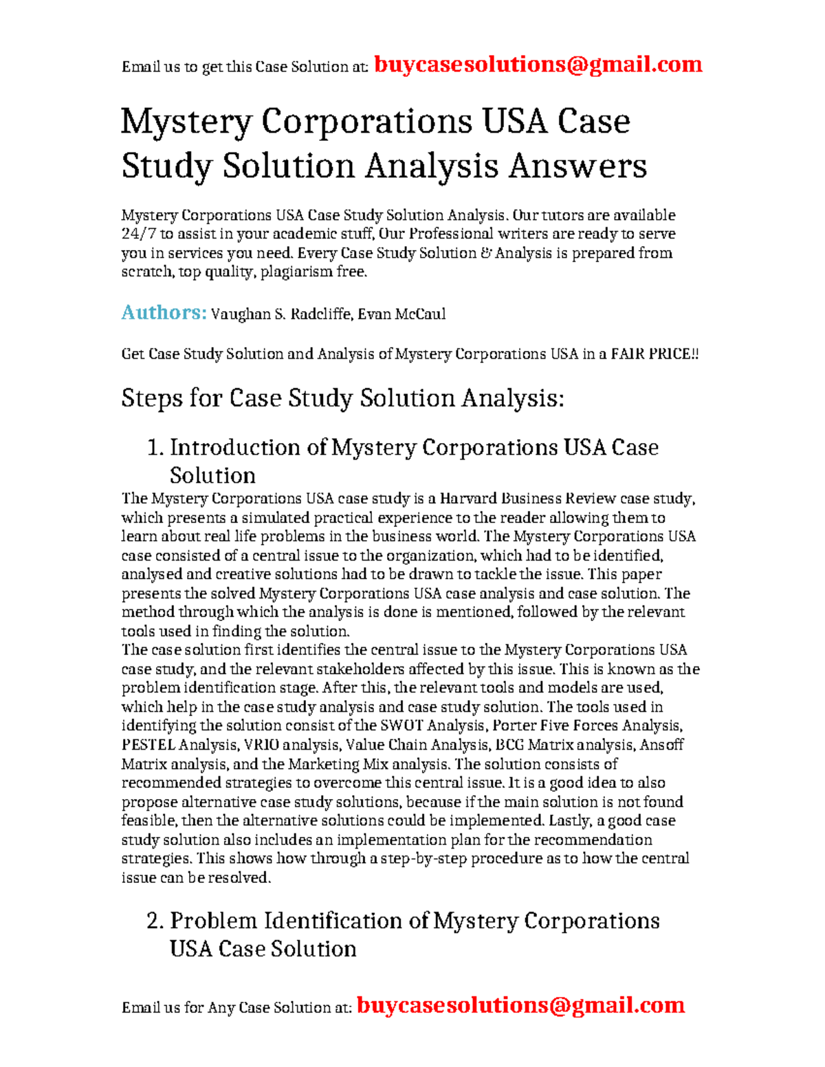 Mystery Corporations USA Case Study Solution Analysis - Our tutors are available 24/7 to assist ...