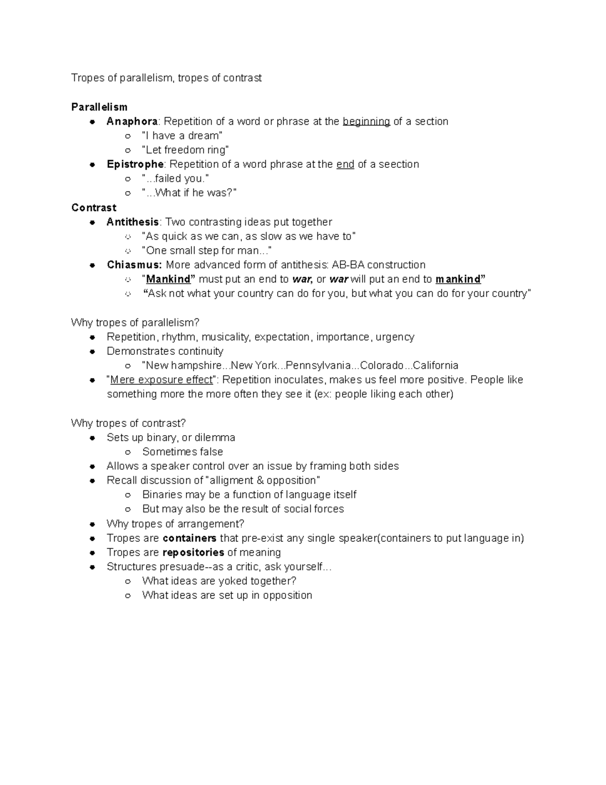 Tropes of parallelism, tropes of contrast - Tropes of parallelism ...